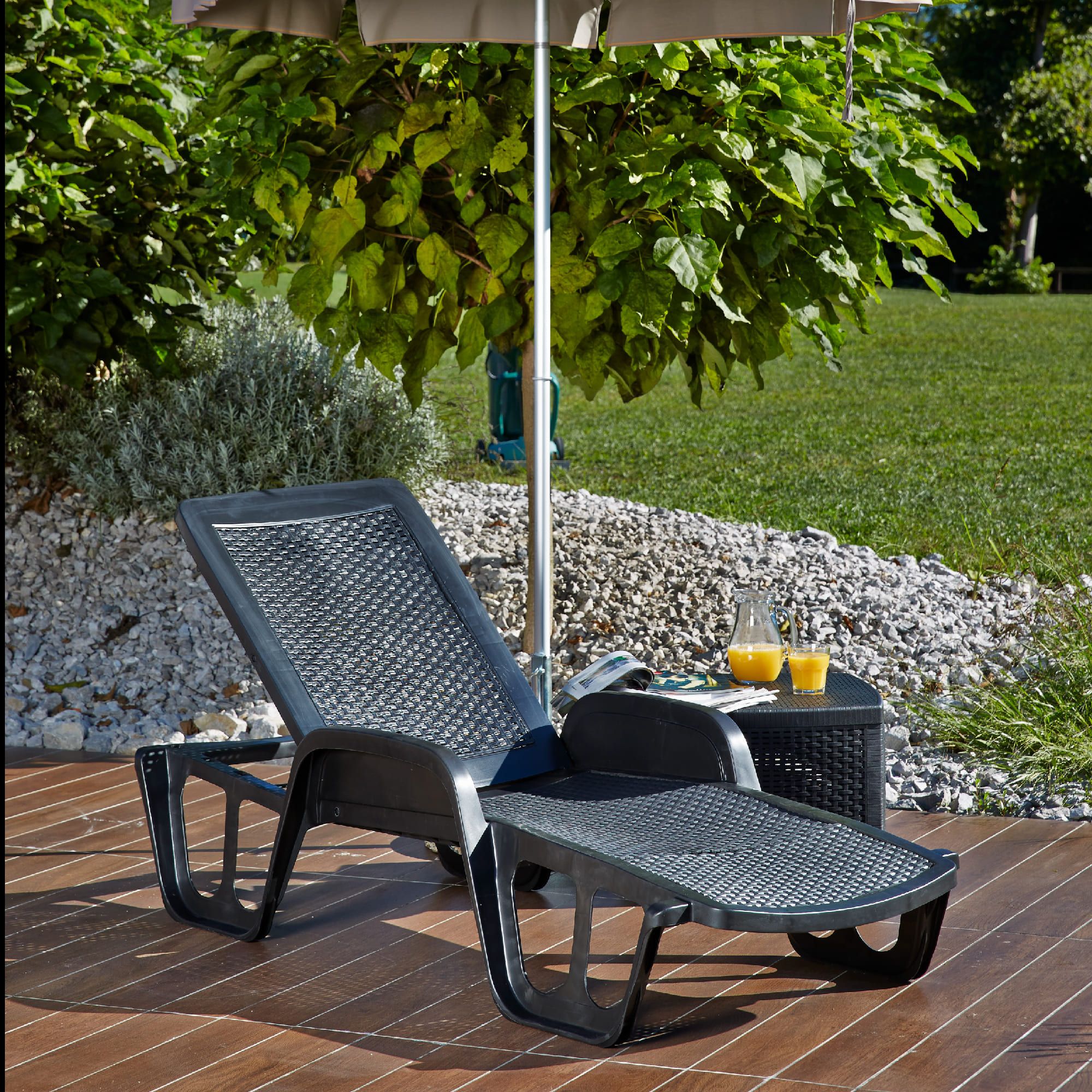 Sezlong Pool, plastic, 192 x 71 x 100 cm, gri