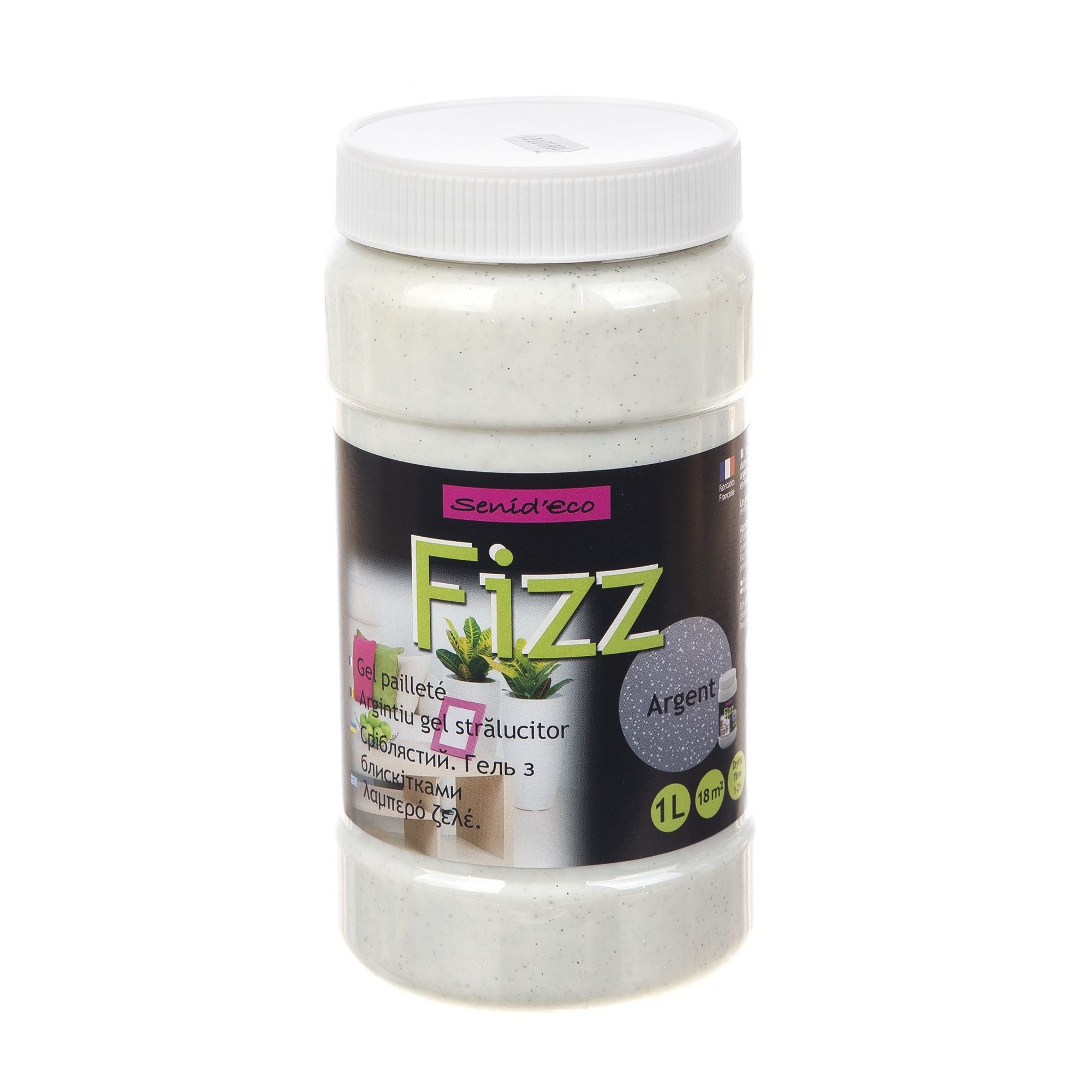 Vopsea decorativa Senideco Fizz, 1 L, efect luciu, argintiu