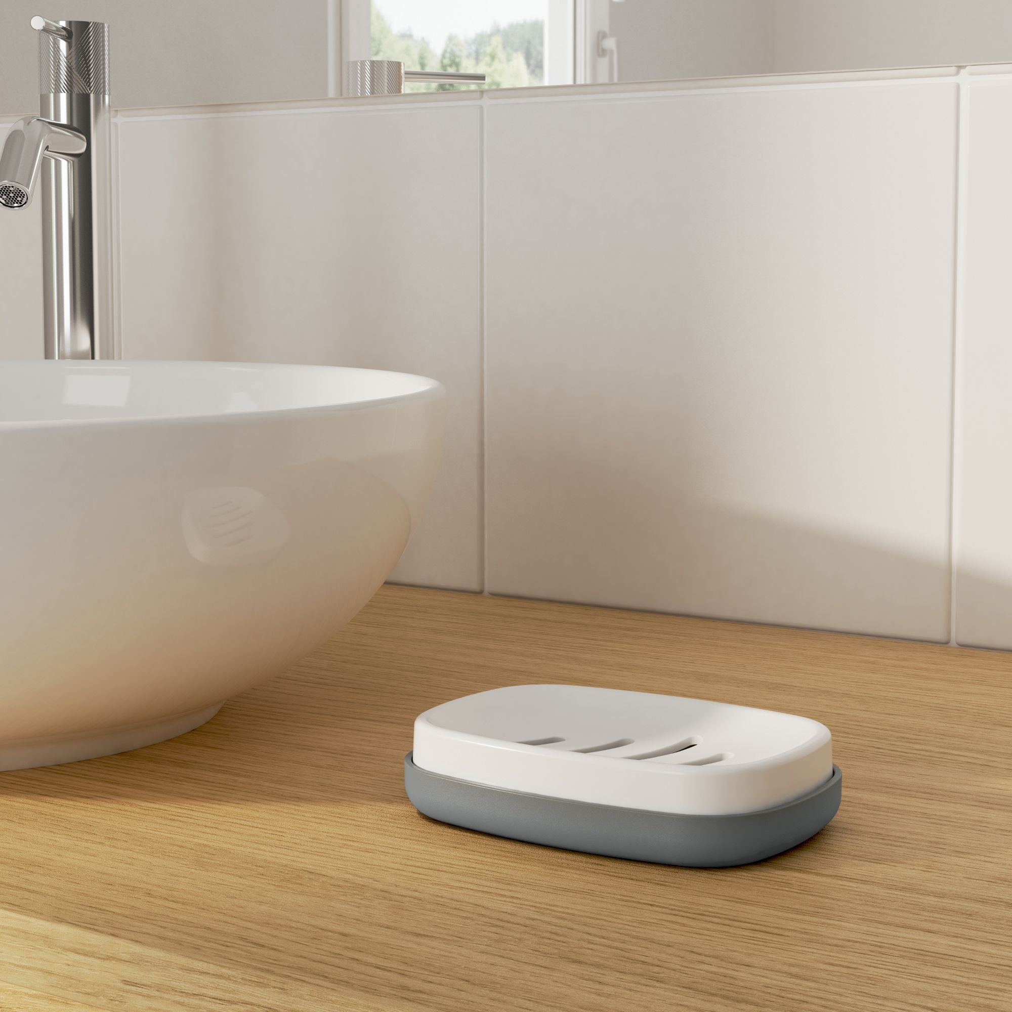 Savoniera Sensea Easy, din plastic, gri