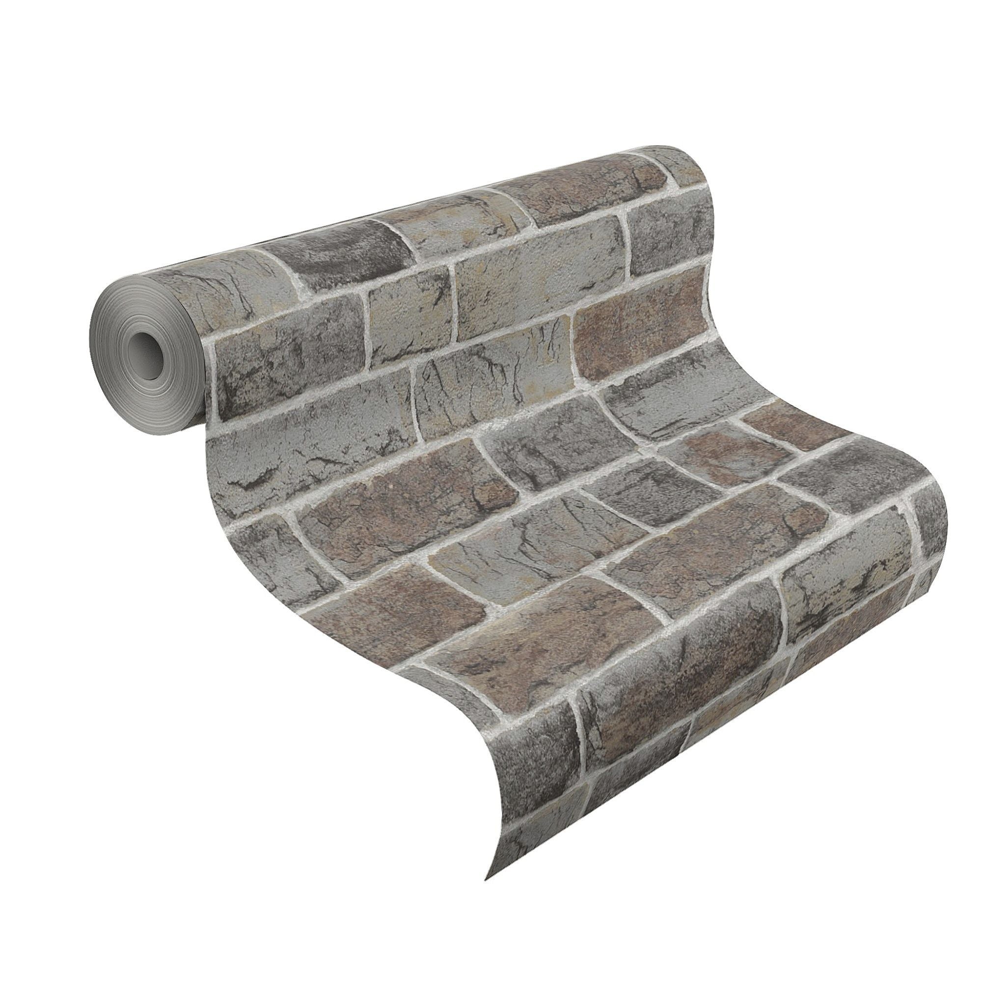 Tapet hartie, model tip caramida, gri, rola 10 x 0.53 m