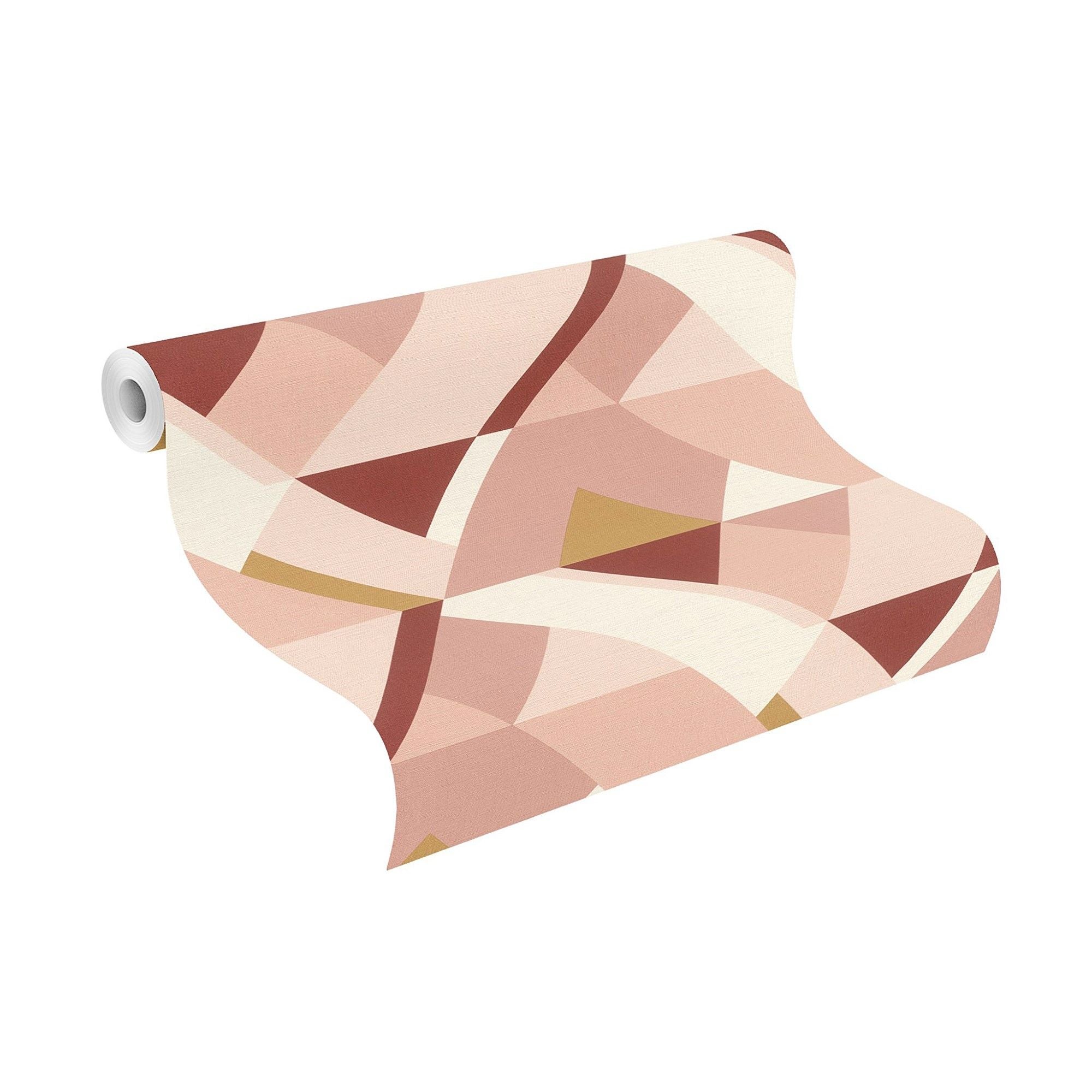 Tapet vinil, model geometric, roz/visiniu, rola 10 x 0.53 m