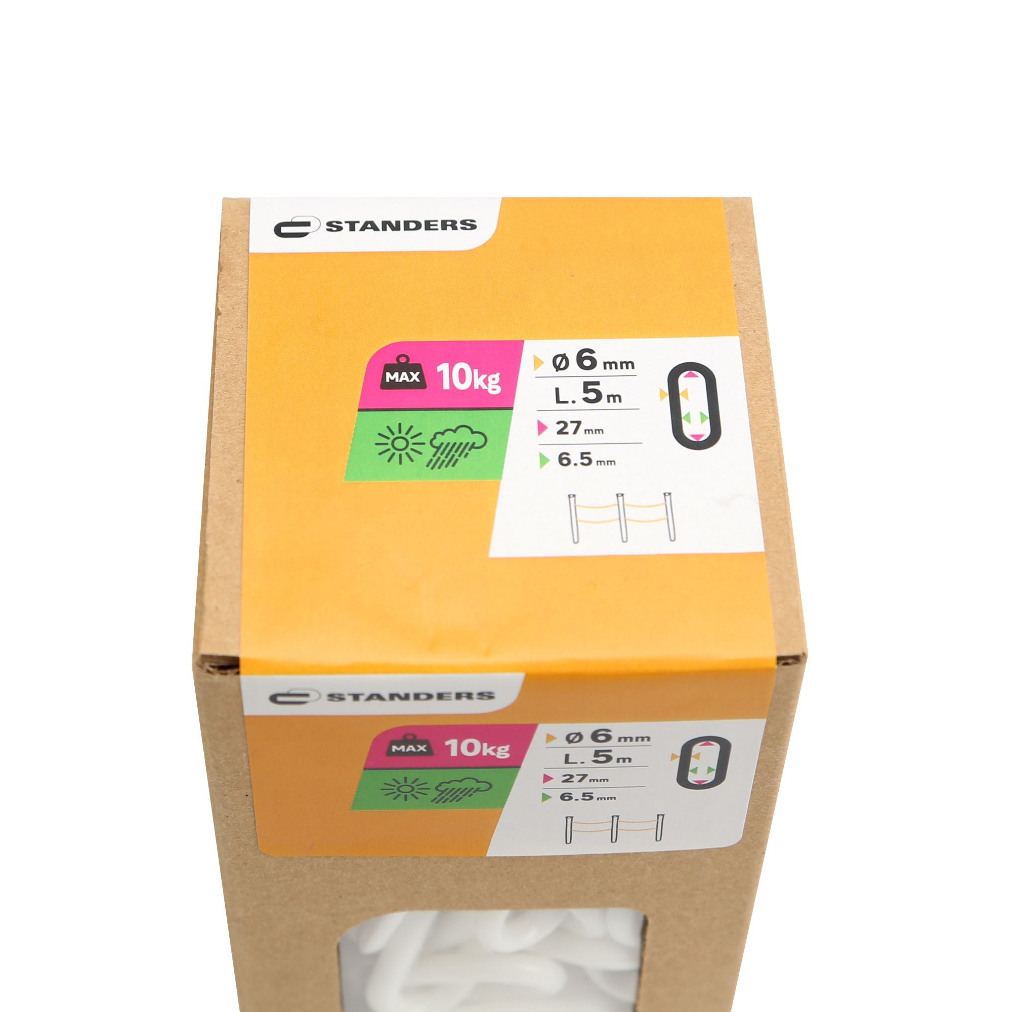 Lant plastic semnalizare alb Standers, Ø 6 mm, 5 m, rezistenta max 10 kg