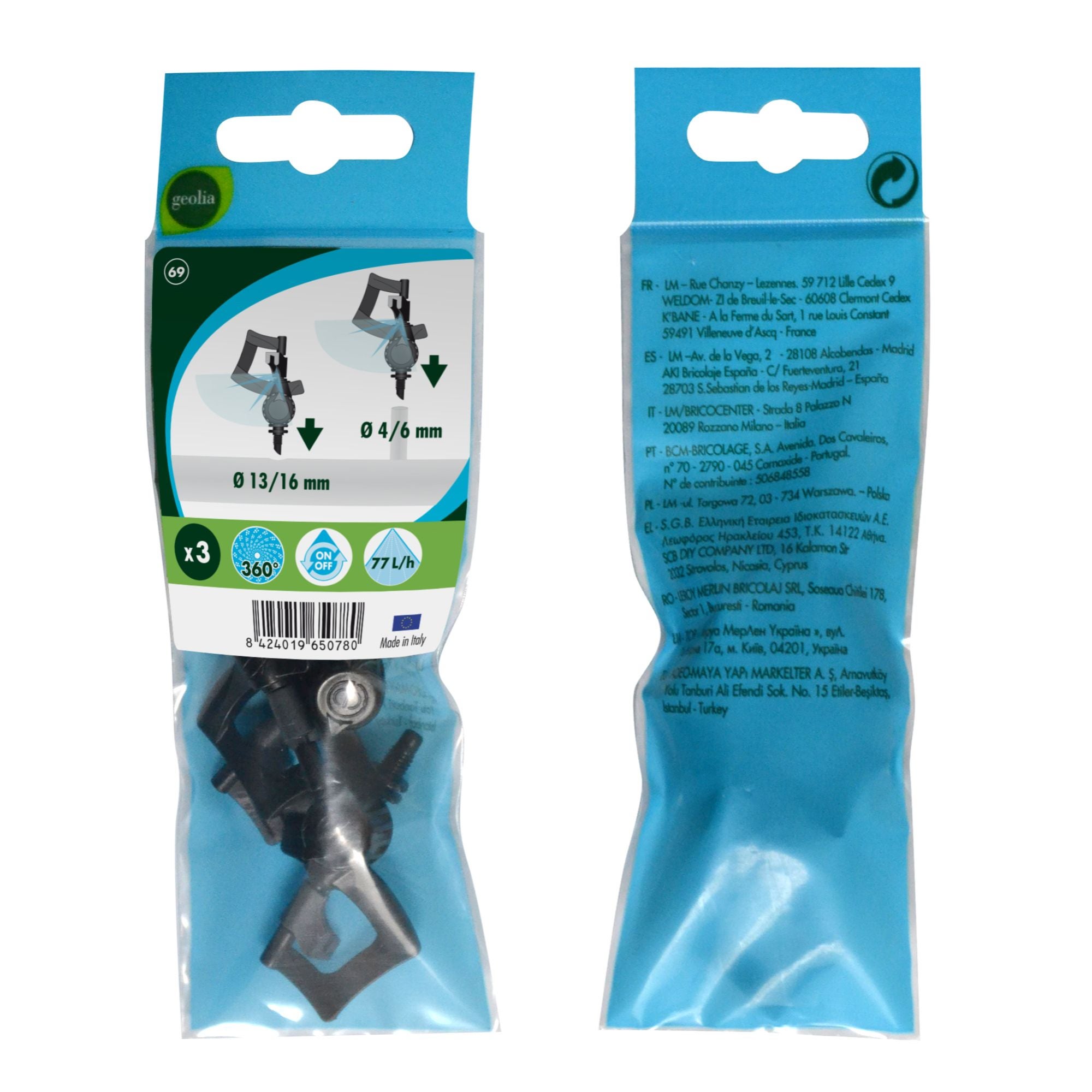 Microaspersoare reglabile, polipropilena, 360°, 105 l/h (set 3 buc)