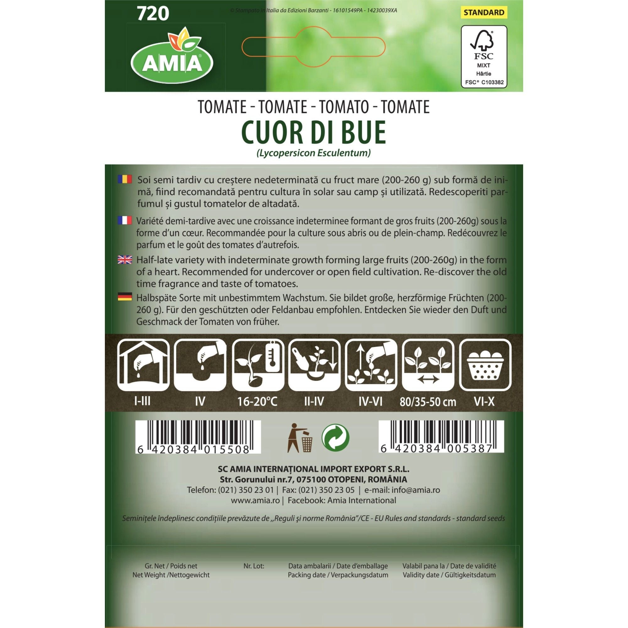 Seminte legume, rosii Inima de Bou, Amia