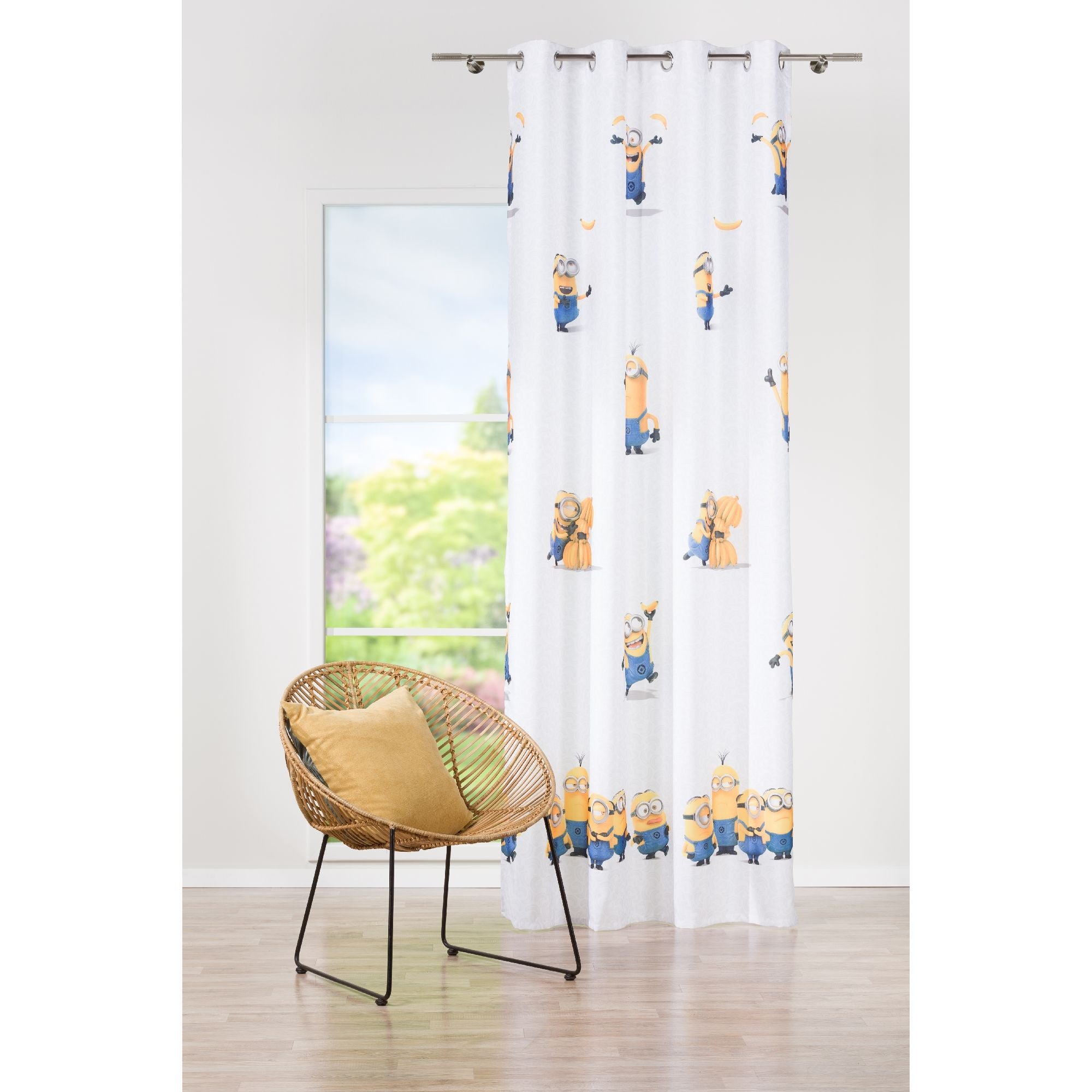 Draperie copii Minions 140 x 245 cm, cu inele, alb
