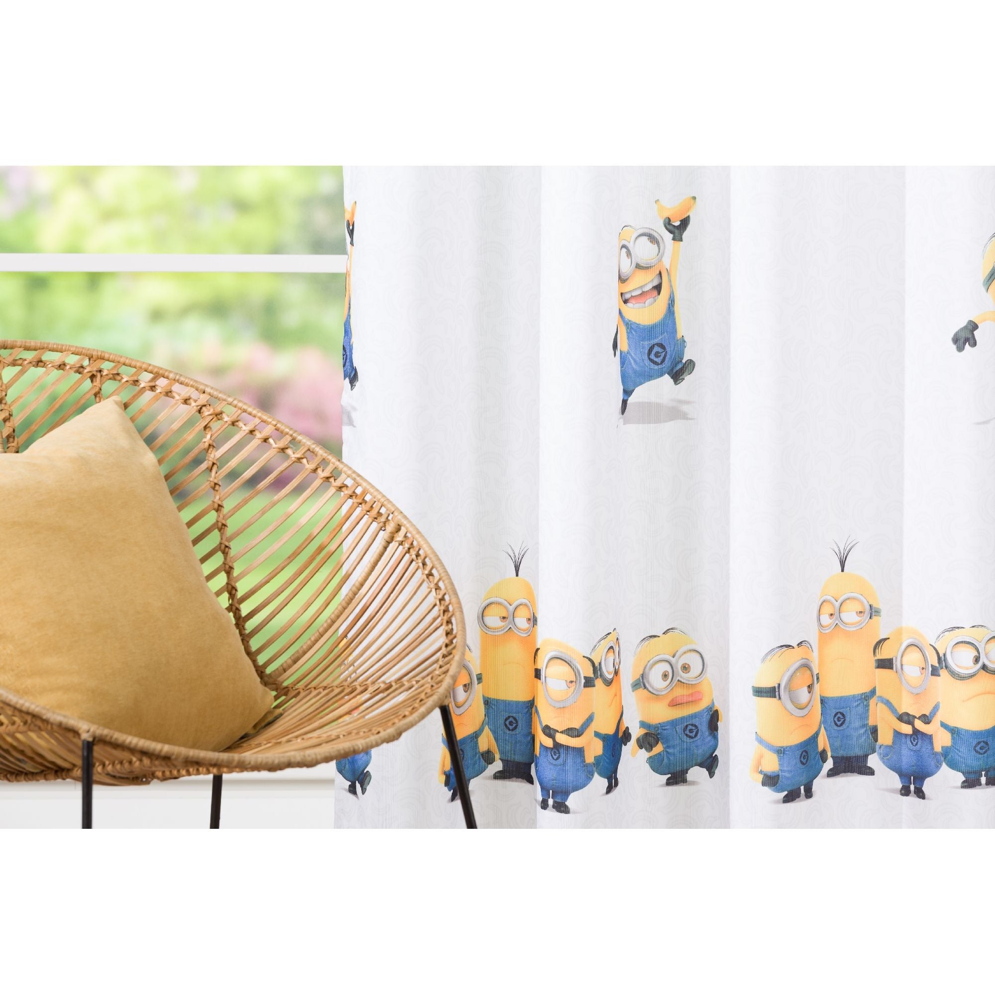 Draperie copii Minions 140 x 245 cm, cu inele, alb