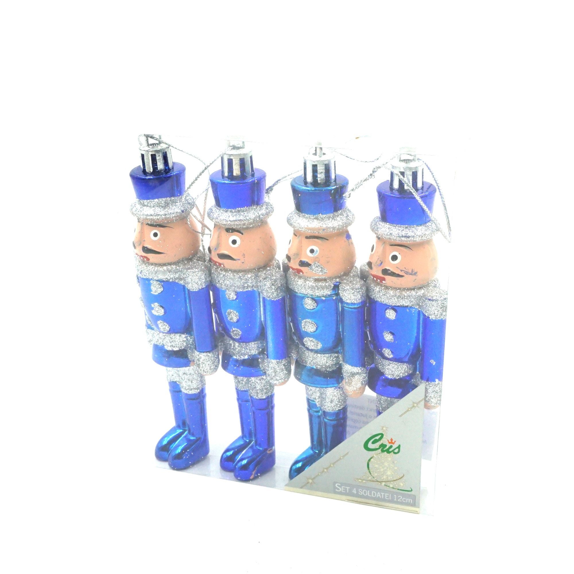 SET 4 SOLDATEI CU DECOR GLITTER ALBASTR