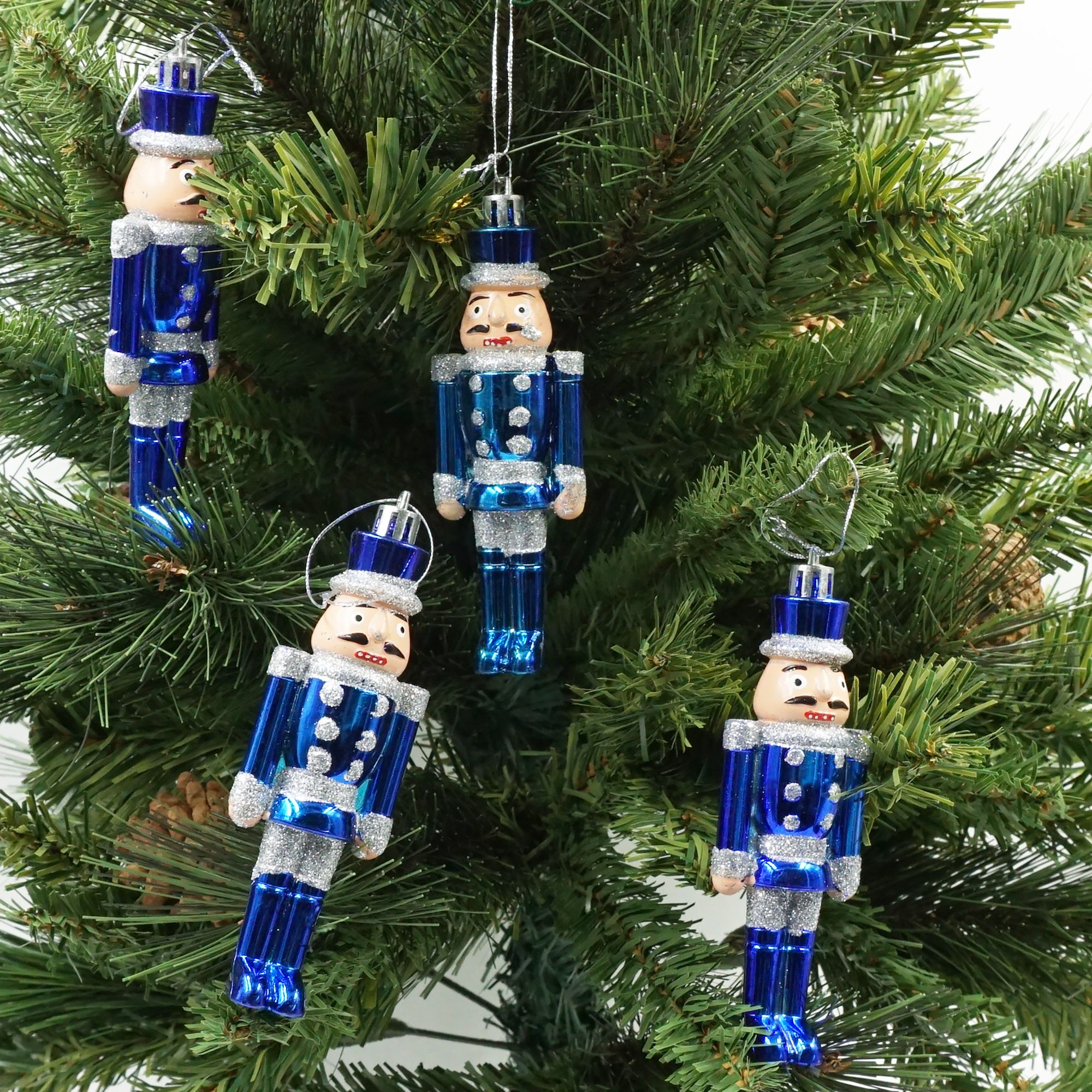 SET 4 SOLDATEI CU DECOR GLITTER ALBASTR