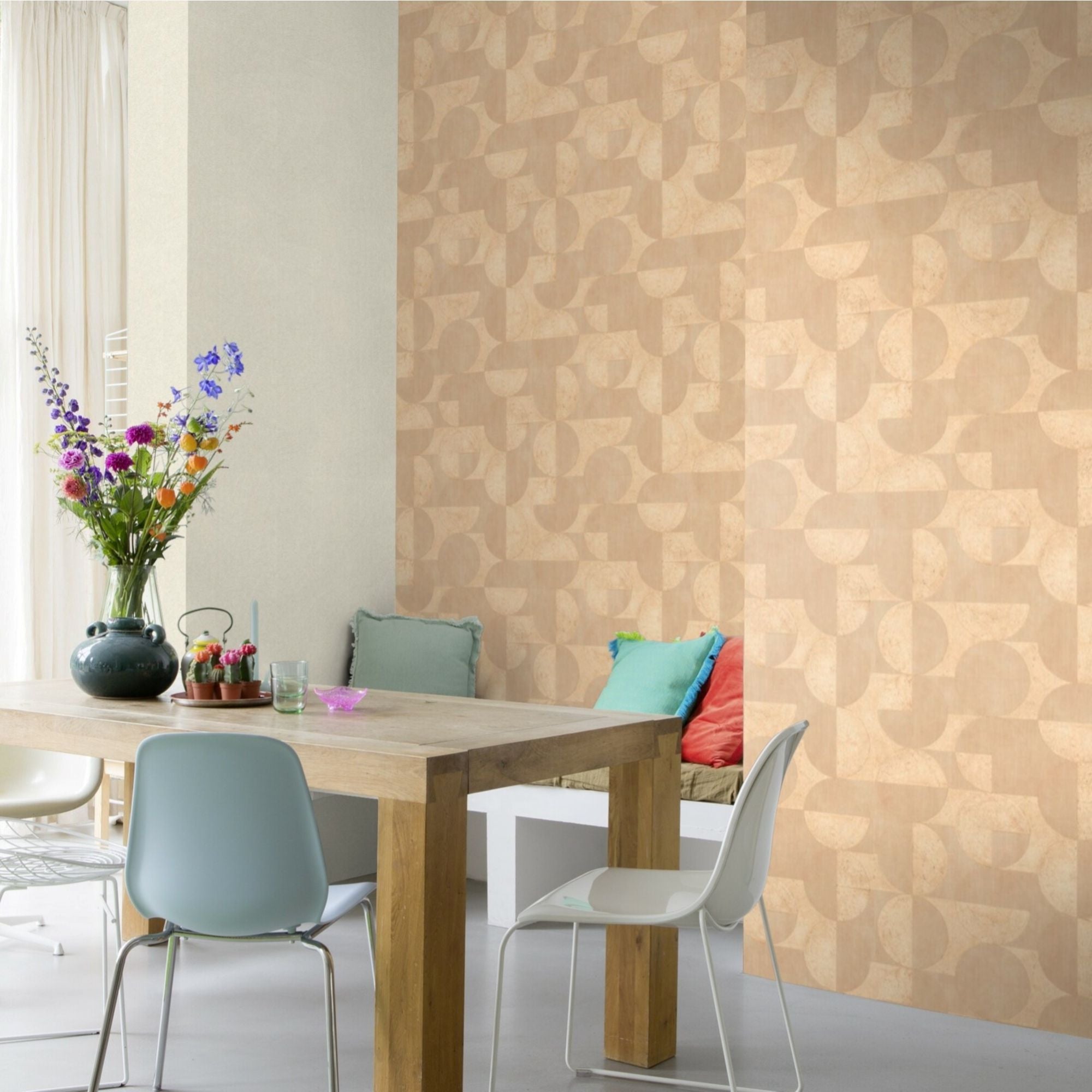 Tapet vinil Concrete, model geometric, bej, rola 10 x 0.53 m