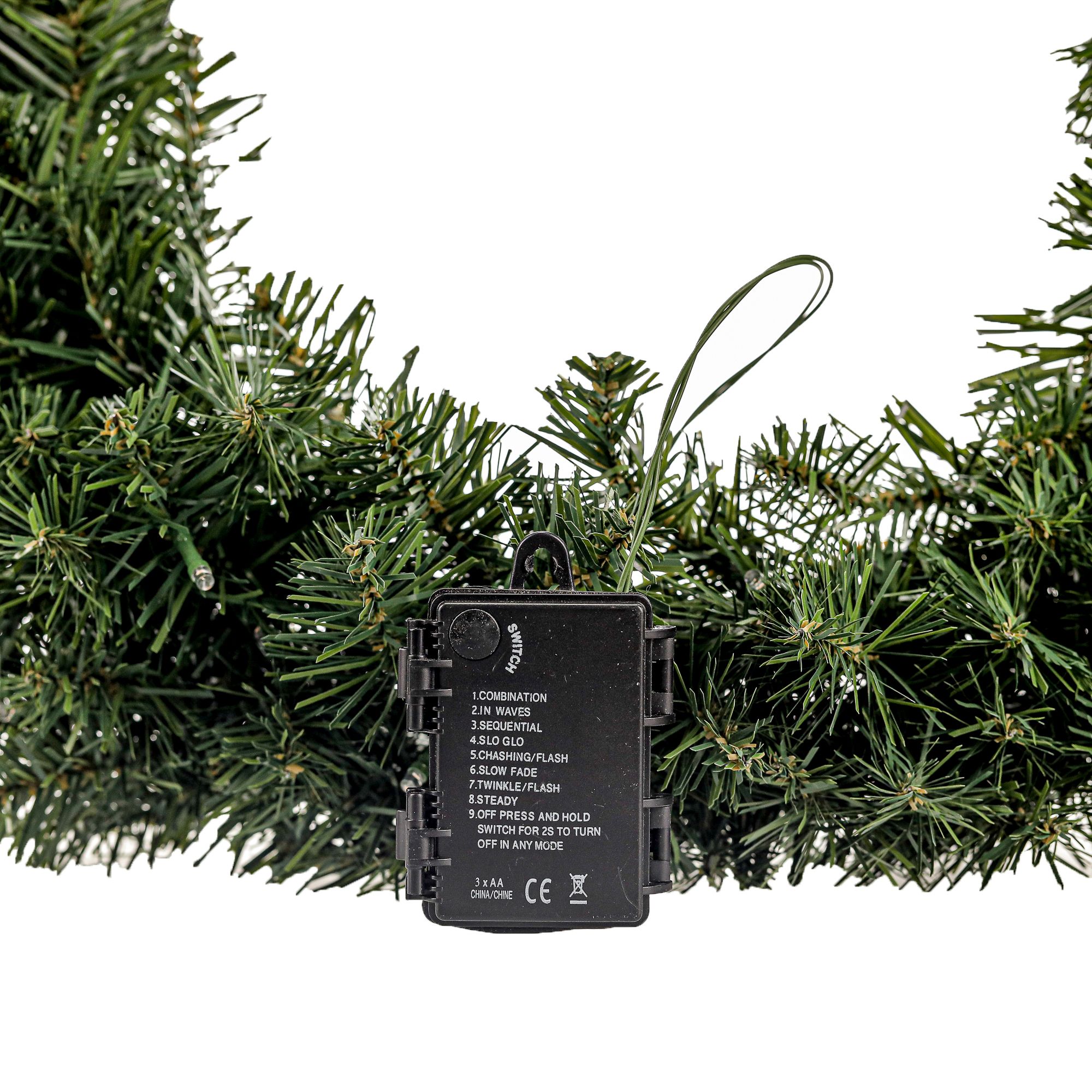 Coronita de Craciun, din brad artificial, cu LED, PVC, Ø 50 cm, verde