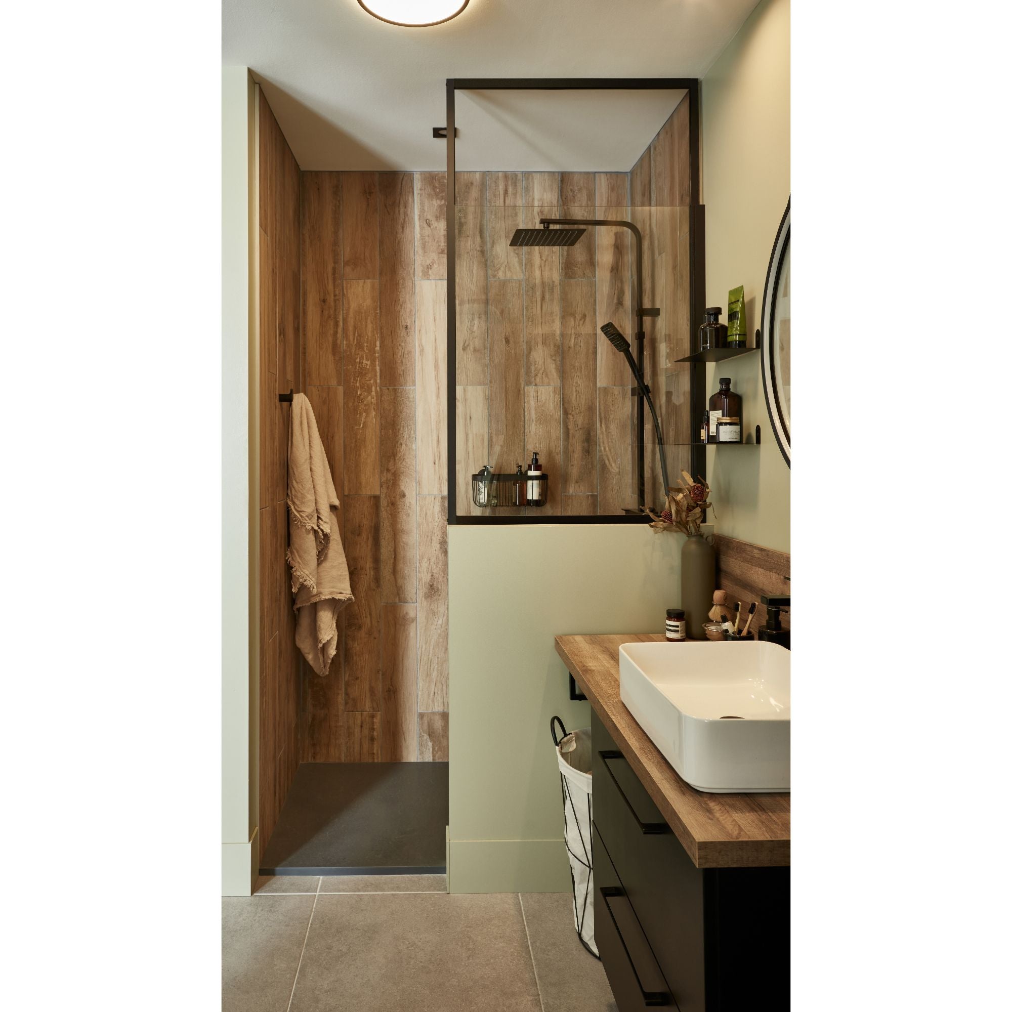 Sistem dus fix cu baterie termostatica Sensea Studio, 1 functie, negru