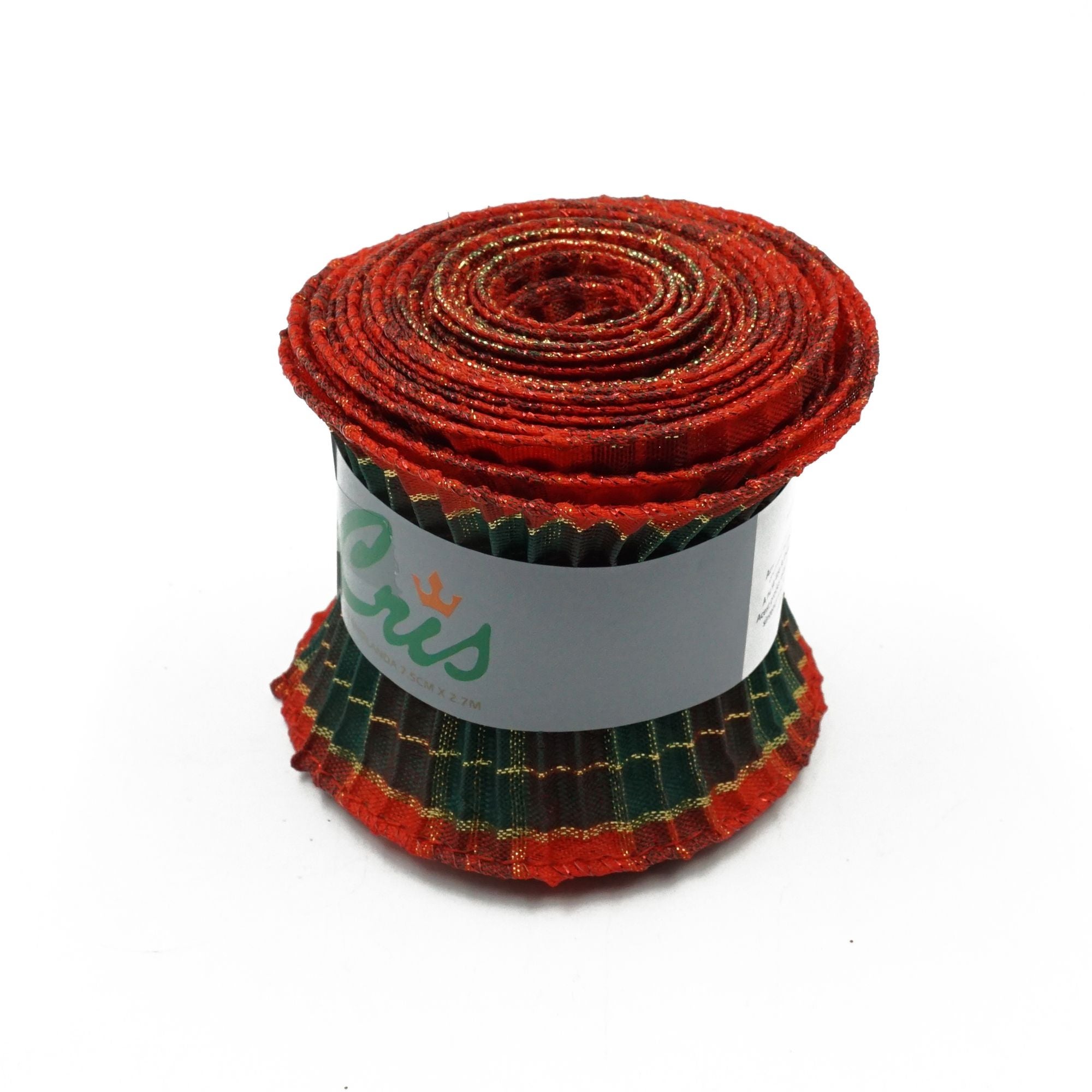 Panglica decorativa, model carouri, textil, latime 6.3 cm, lungime 2.7 ...