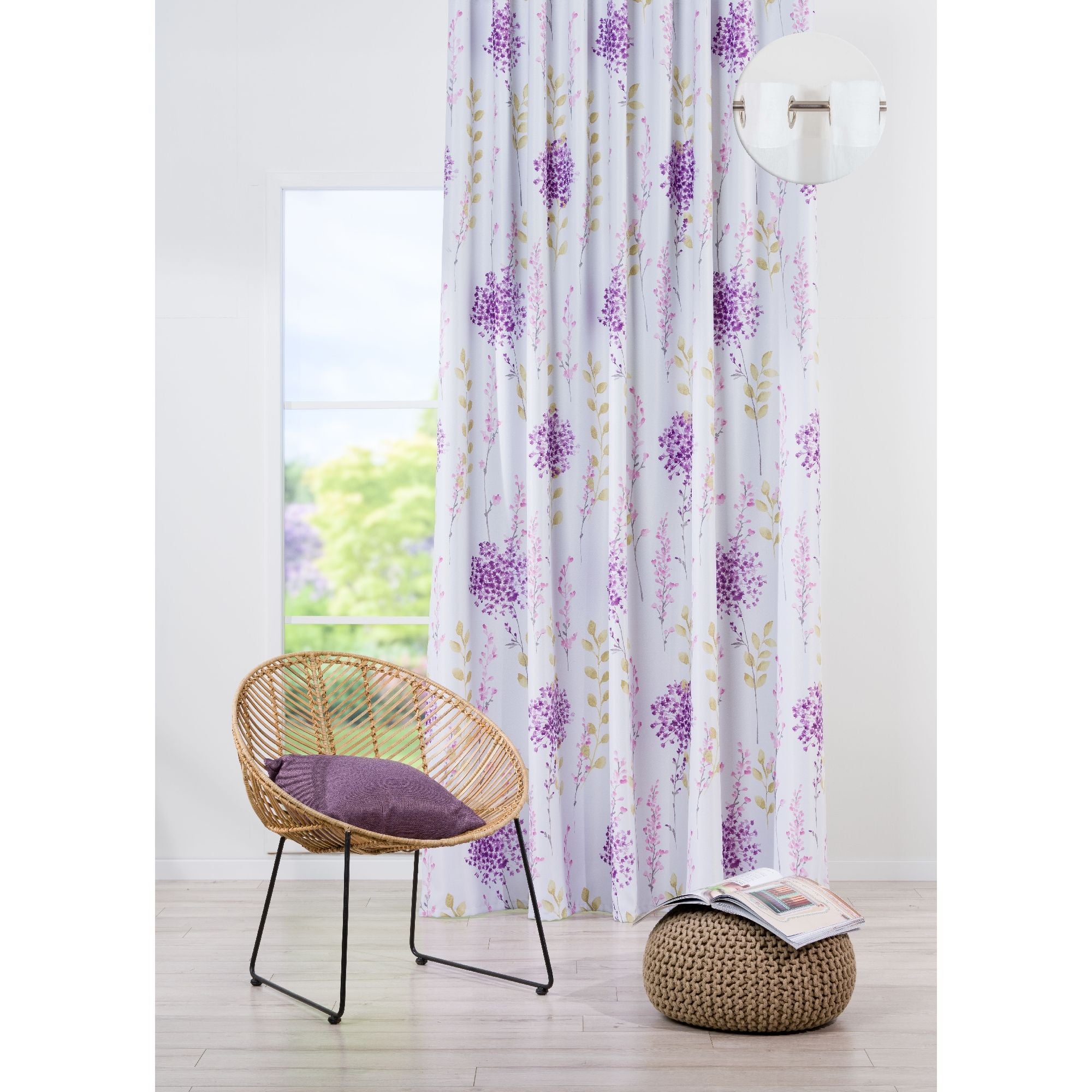 Draperie Tahiti 140 x 260 cm, cu inele, mov