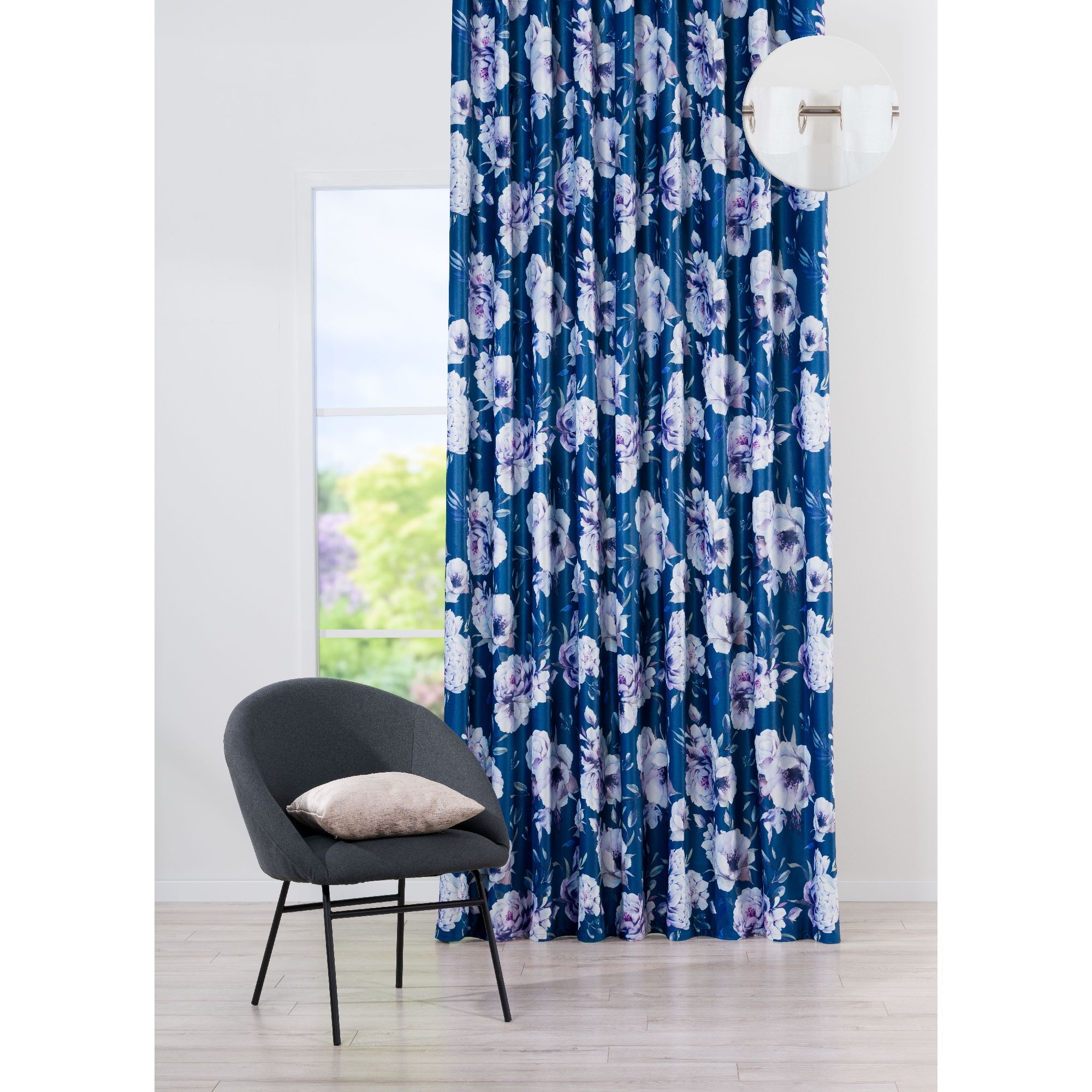 Draperie Azul 140 x 260 cm, cu inele, albastru