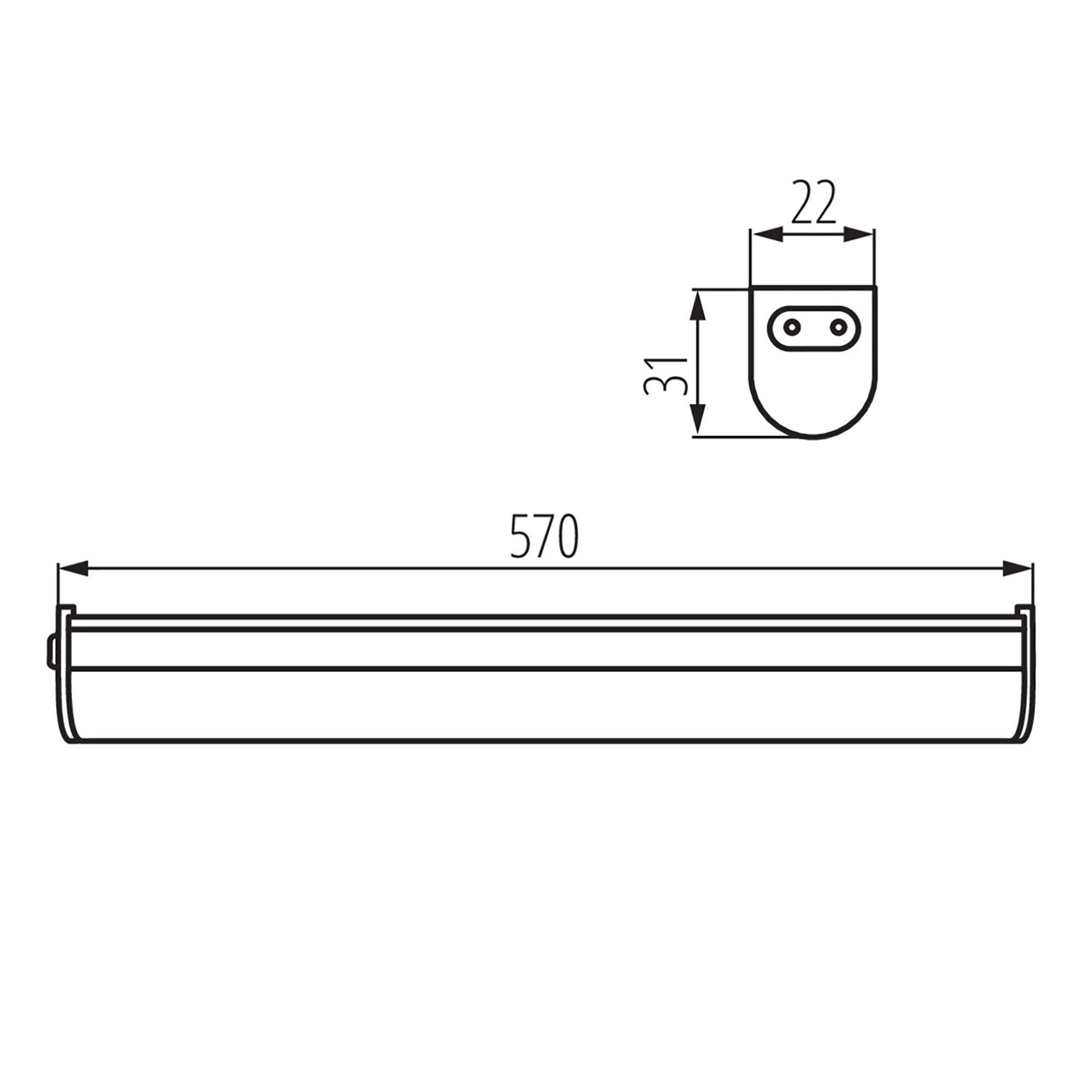 Rigleta LED, 7 W, 760 lumeni, IP 20, L57cm, alba