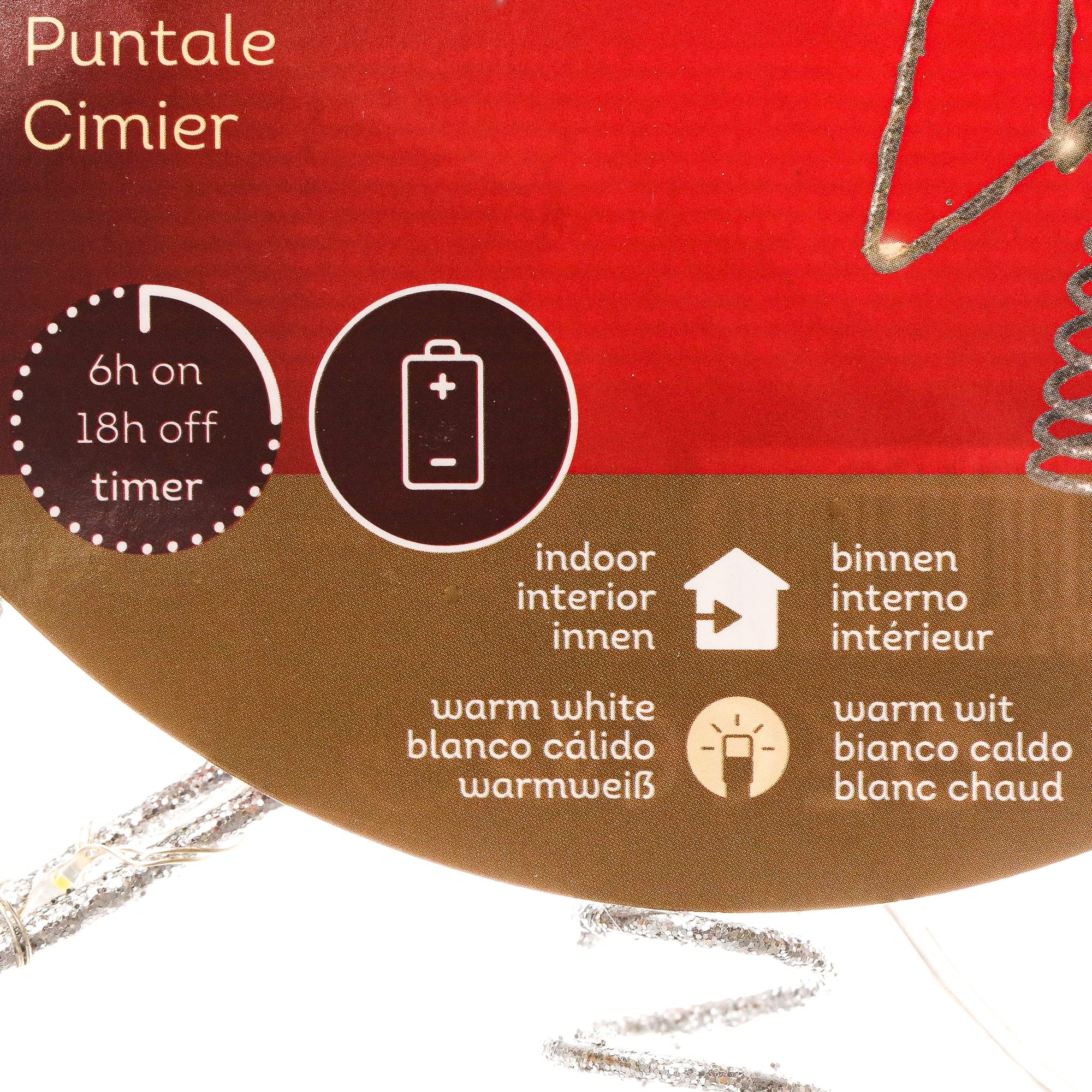 Varf de brad, model stea aurie, cu 20 LED-uri, inaltime 25 cm, lumina ...