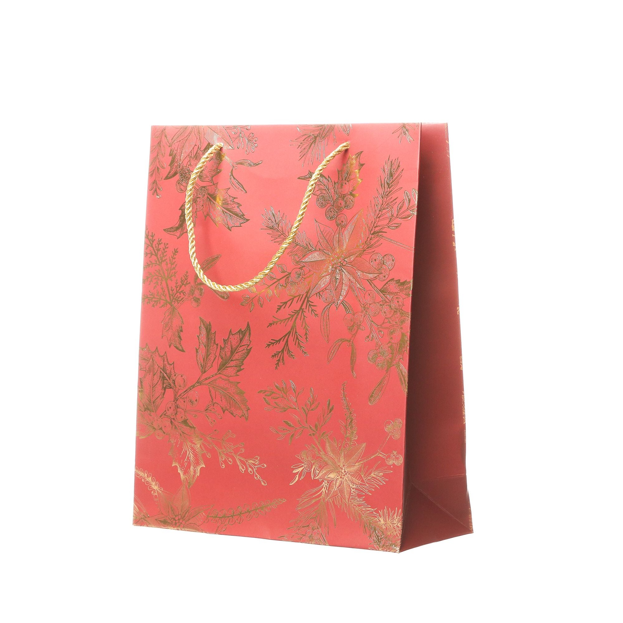 Punga cadou Craciun, model frunze, hartie, 10 x 26 x 32 cm, diverse culori