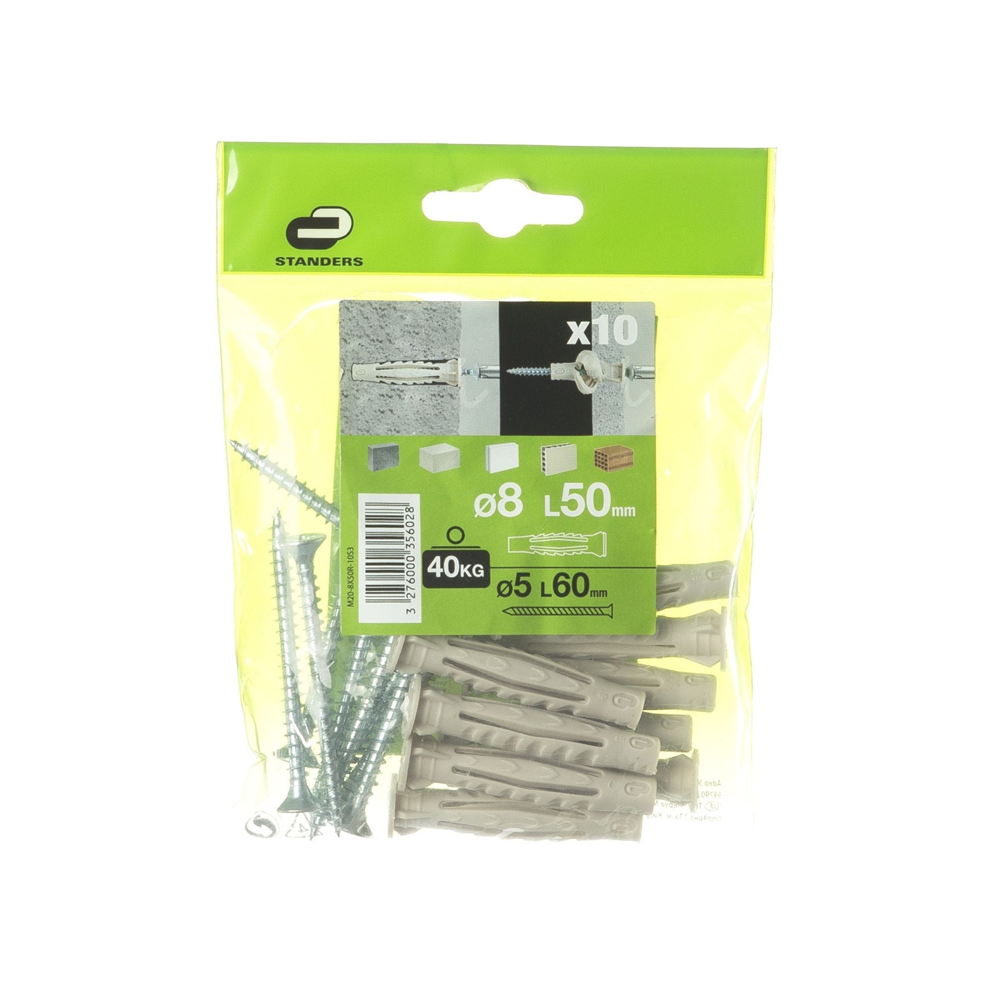 Diblu cu surub cap inecat, Standers, universal, Ø 8 x 50 mm (set 10 buc)