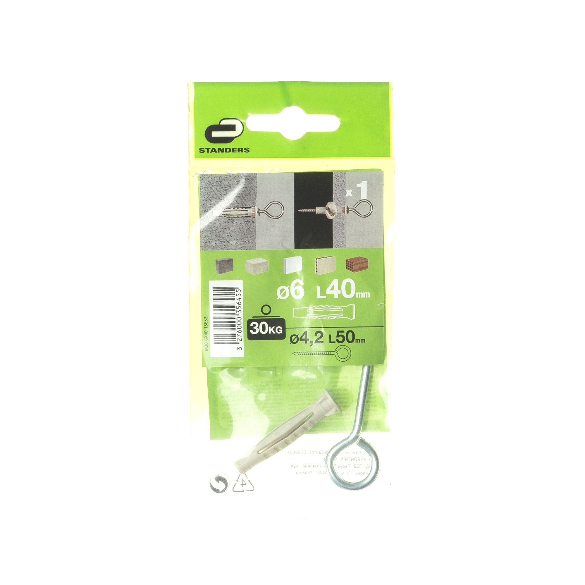 Diblu cu surub inel inchis, Standers, universal, Ø 6 x 40 mm