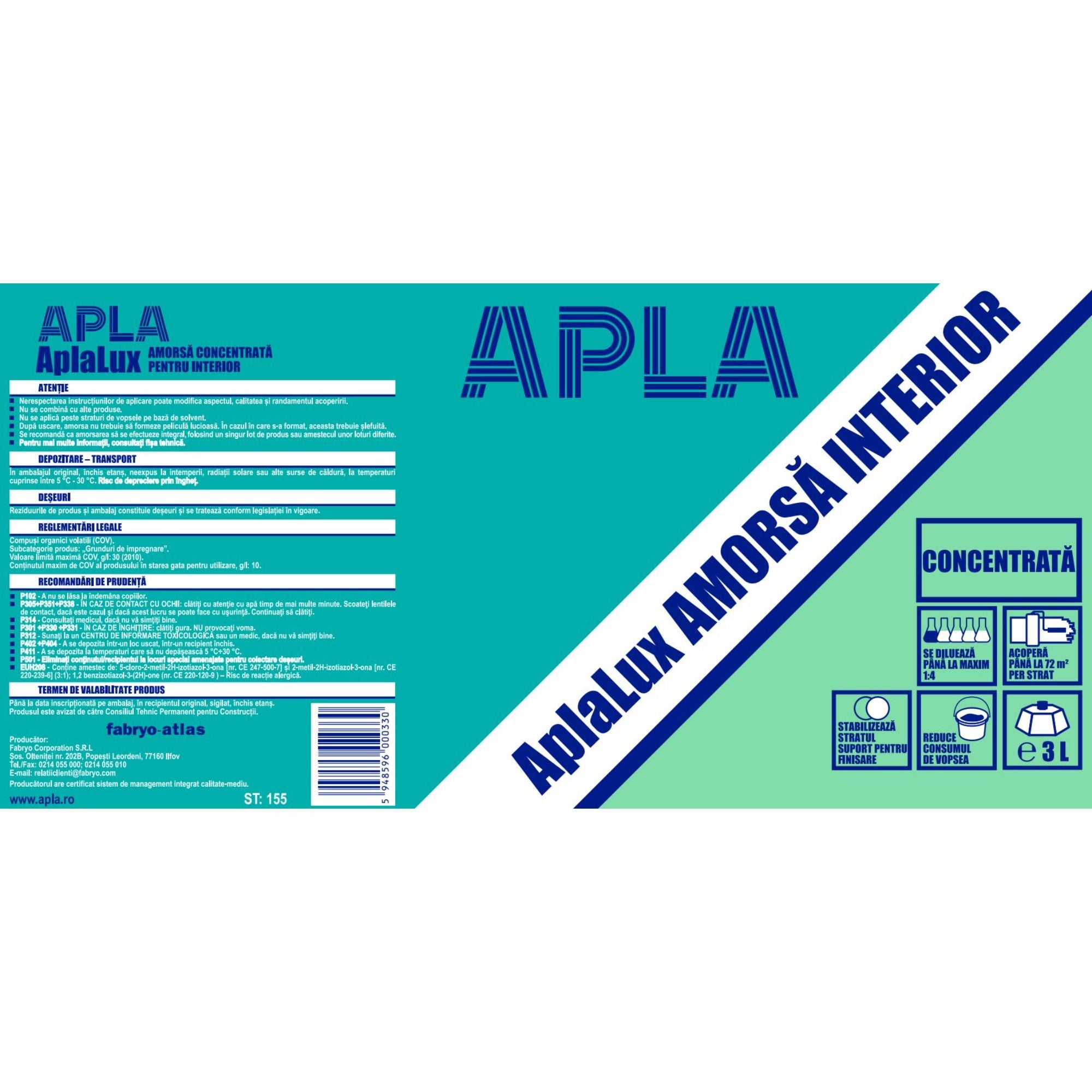 Amorsa Apla InPrime, interior, pe baza de apa, transparent, 3 L