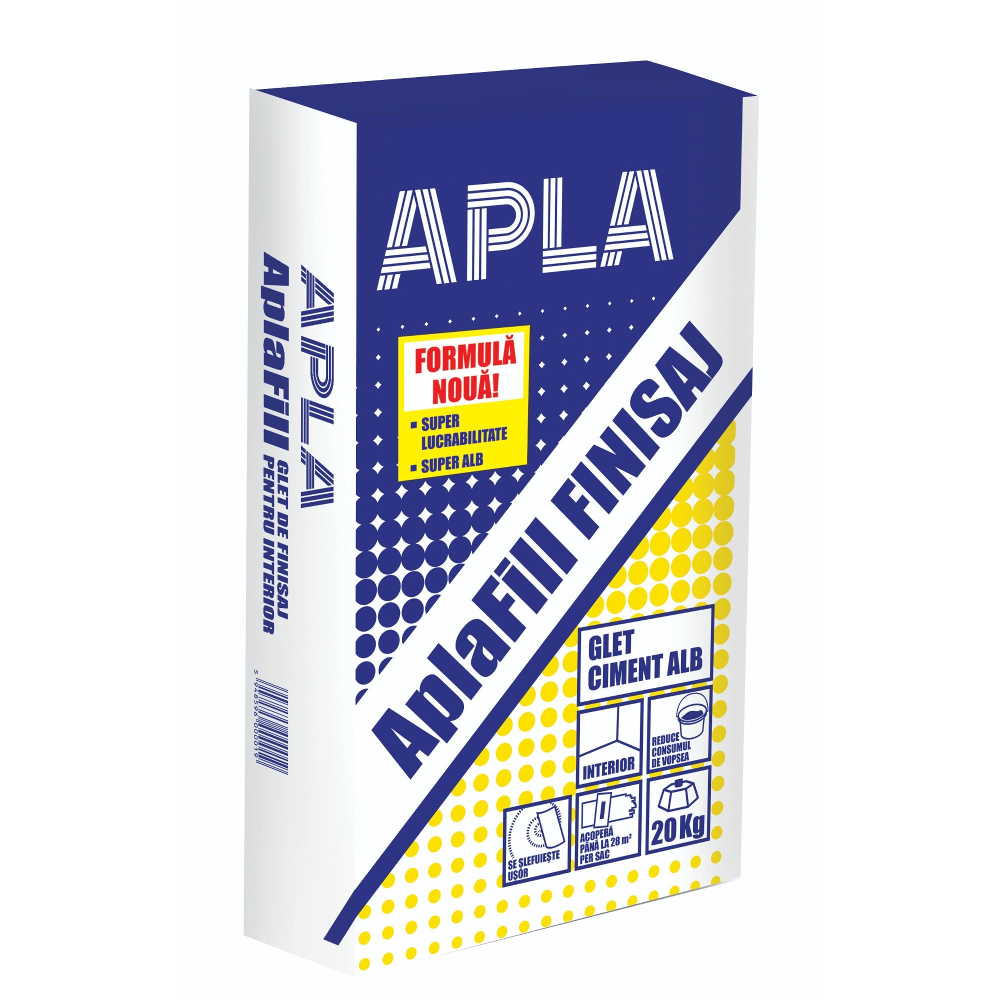 Glet de ciment alb AplaFill, pentru finisaj, interior, alb, 5 kg