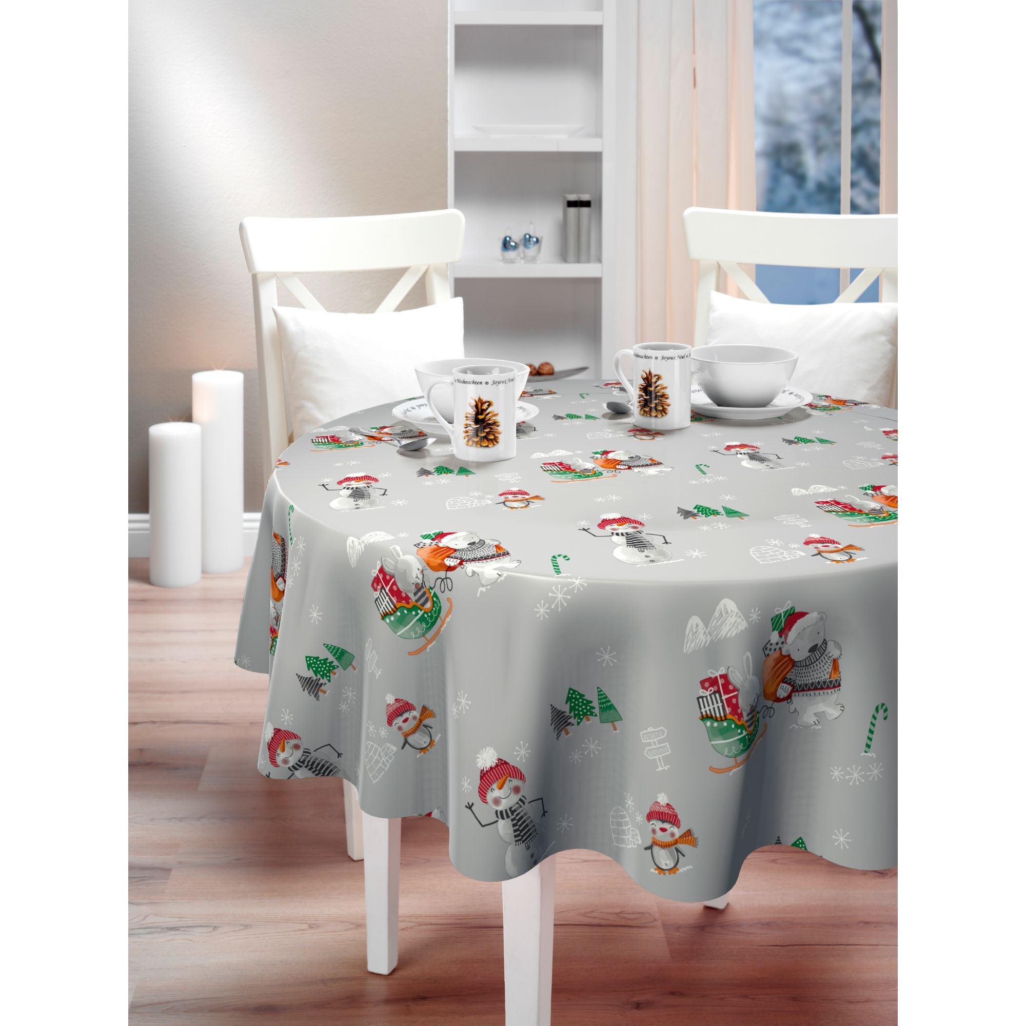 Musama cu tematica de Craciun, Om de zapada, 100 x 140 cm, alb