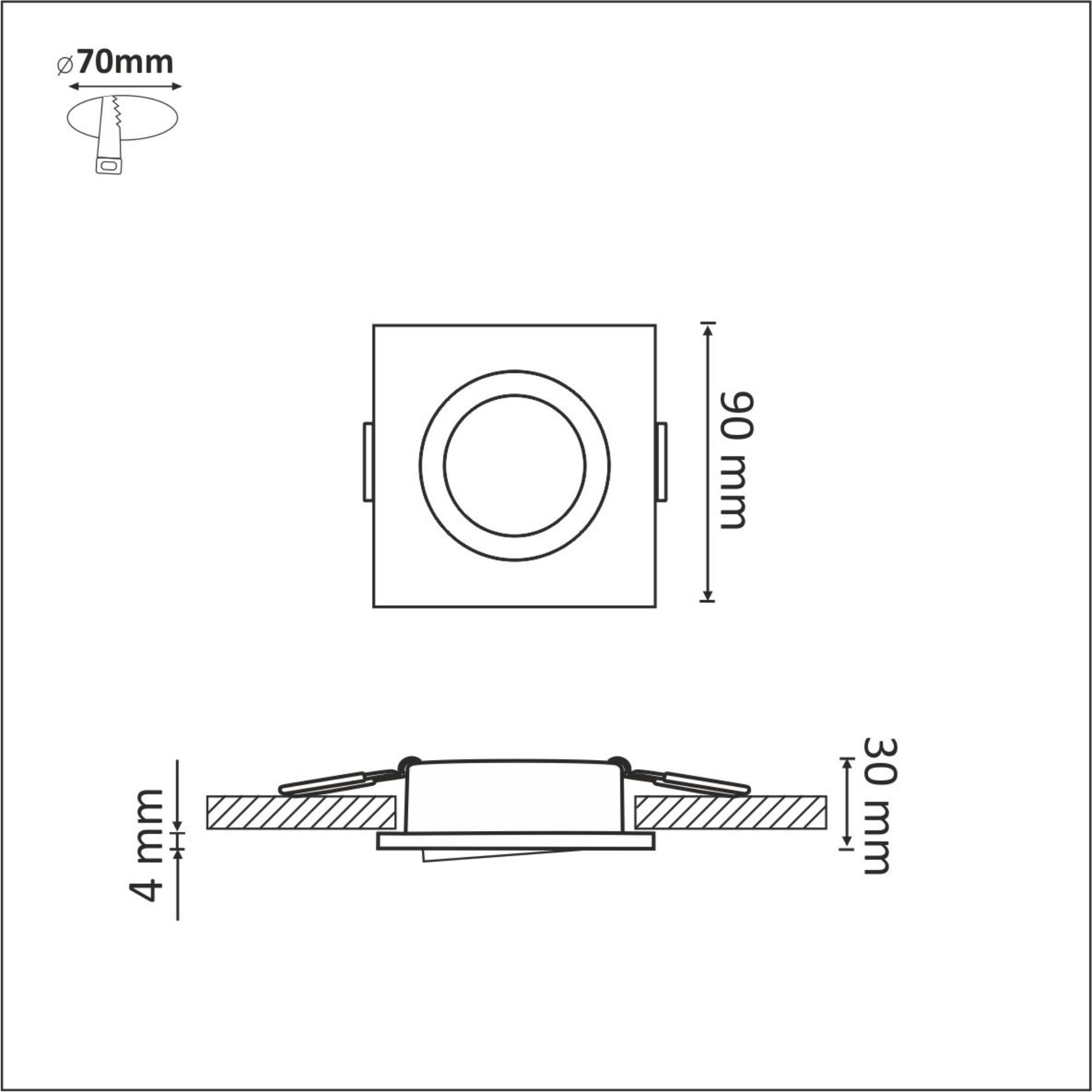 Spot incastrat, 1 x GU10, mobil, patrat, alb