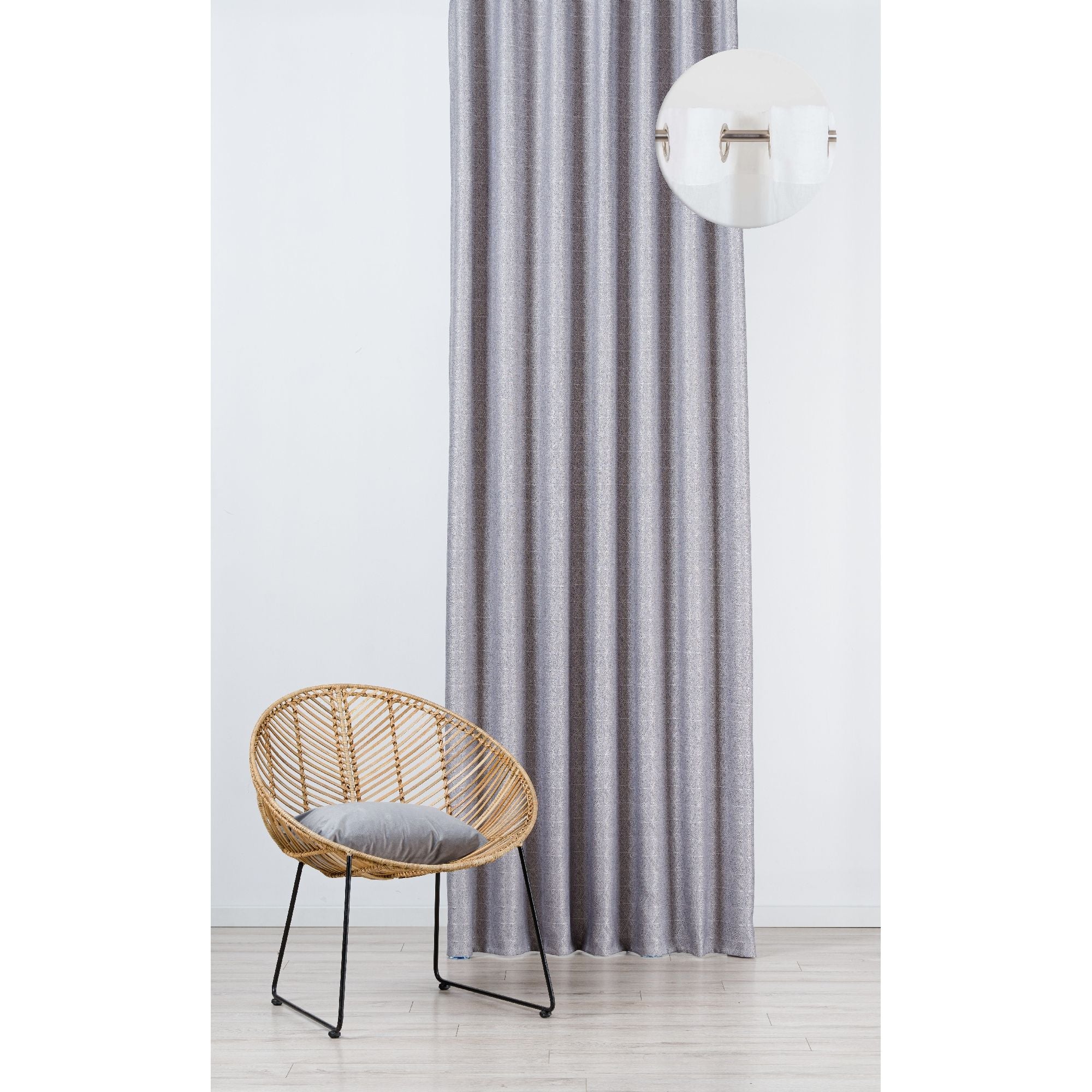 Draperie 140 x 260 cm Teorema, cu inele, gri