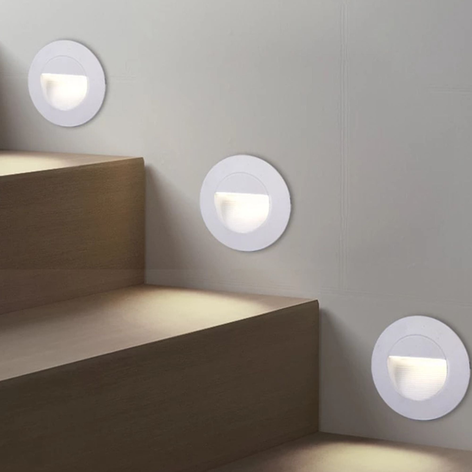 Spot LED incastrat pentru scara 2 W, lumina calda, IP65, rotund, alb