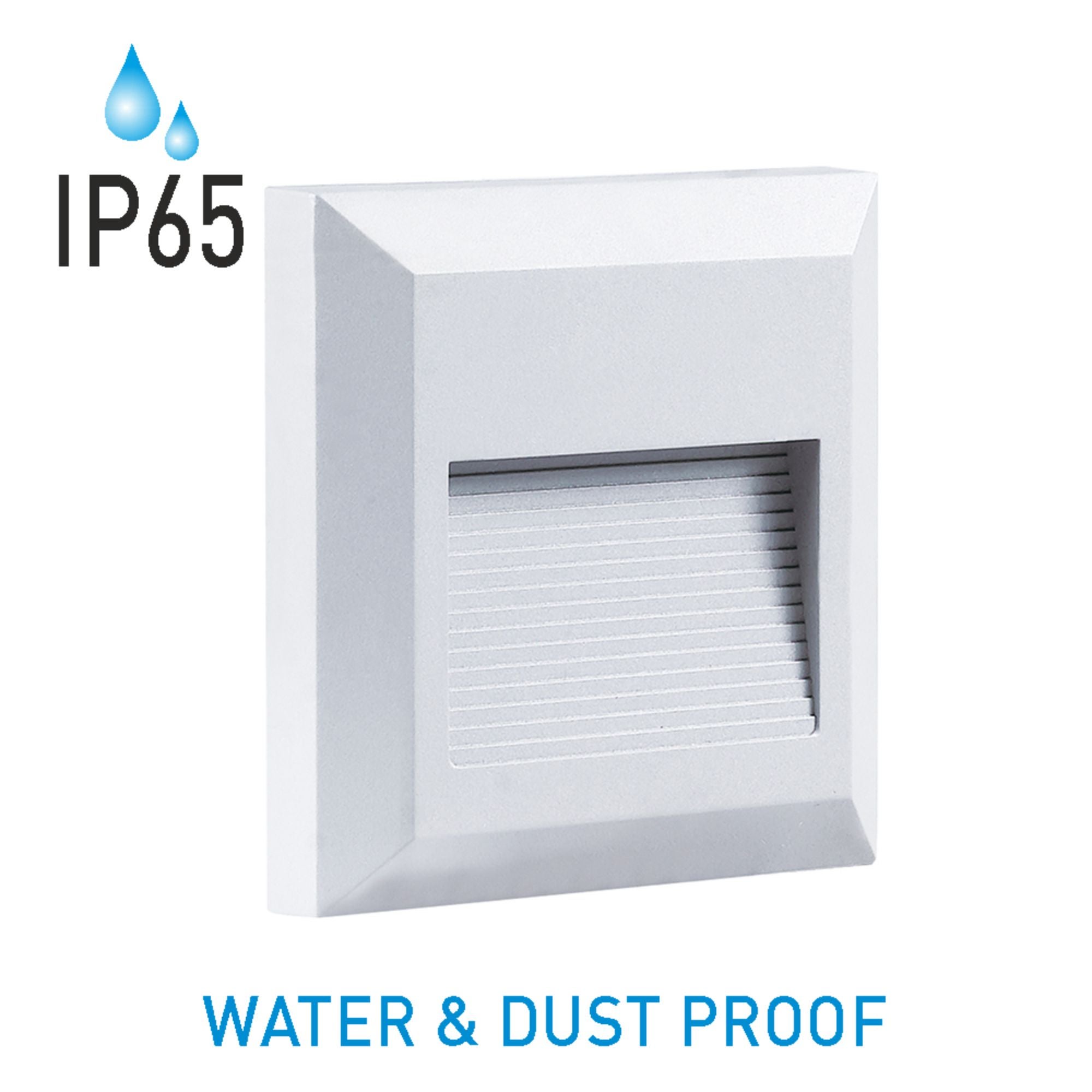 Spot LED incastrat pentru scara, 2 W, lumina neutra, IP65, patrat, alb