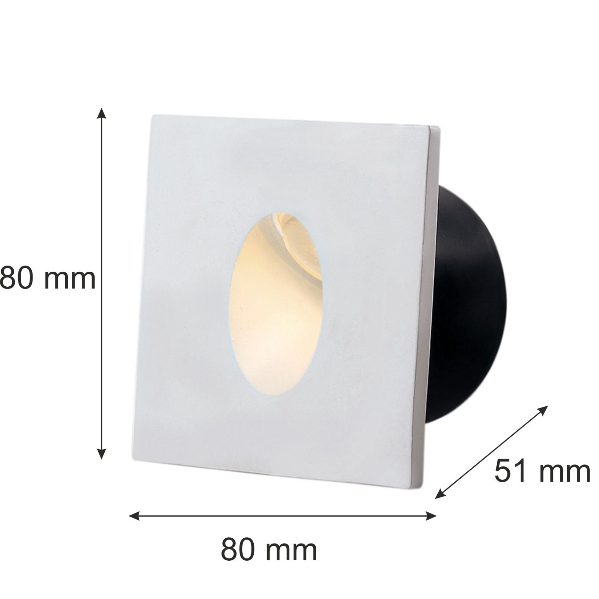 Spot LED incastrat pentru scara, 3 W, lumina neutra, IP20, patrat, alb