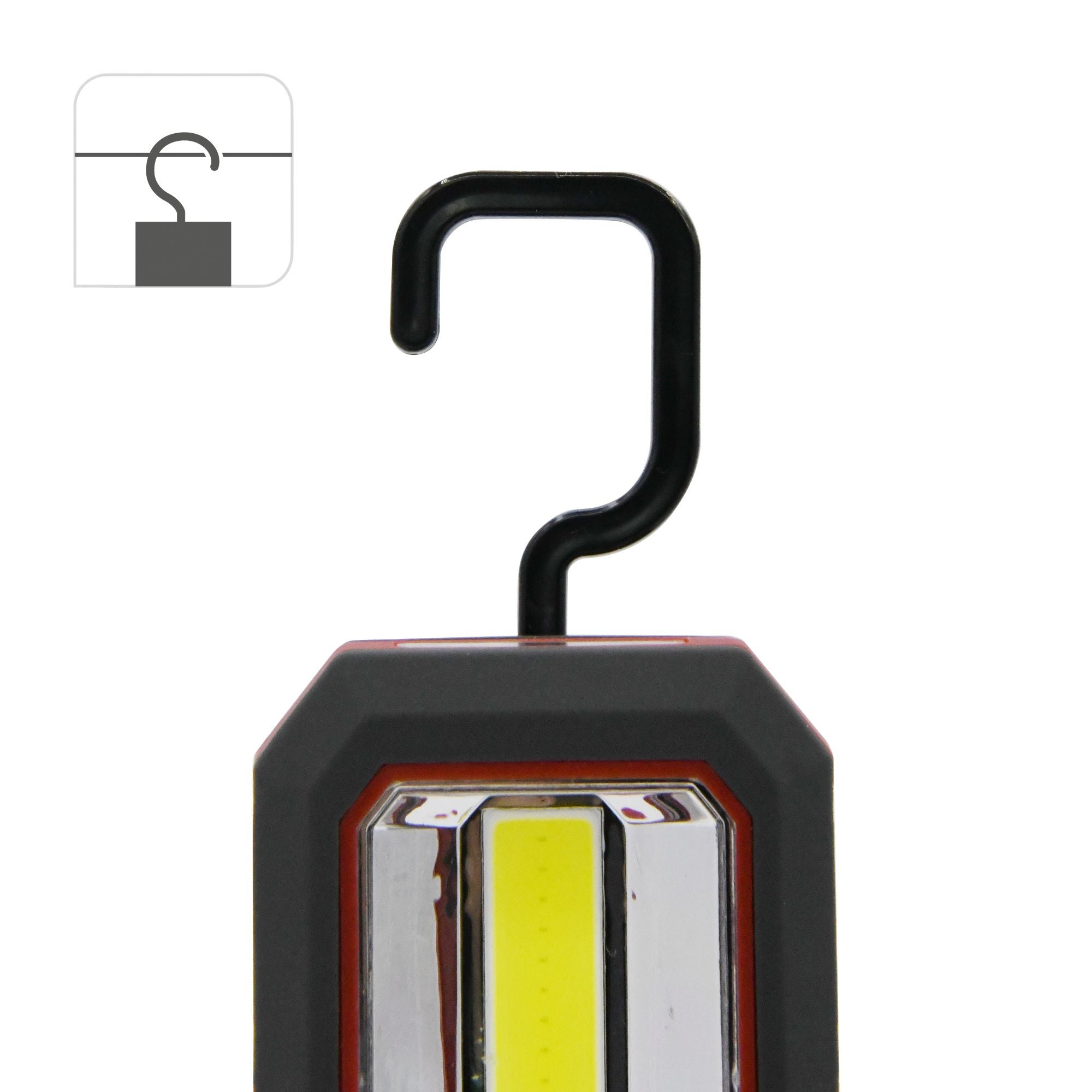 Lampa de lucru LED Lexman, 180 lm, plastic, cu carlig si magnet, rosu