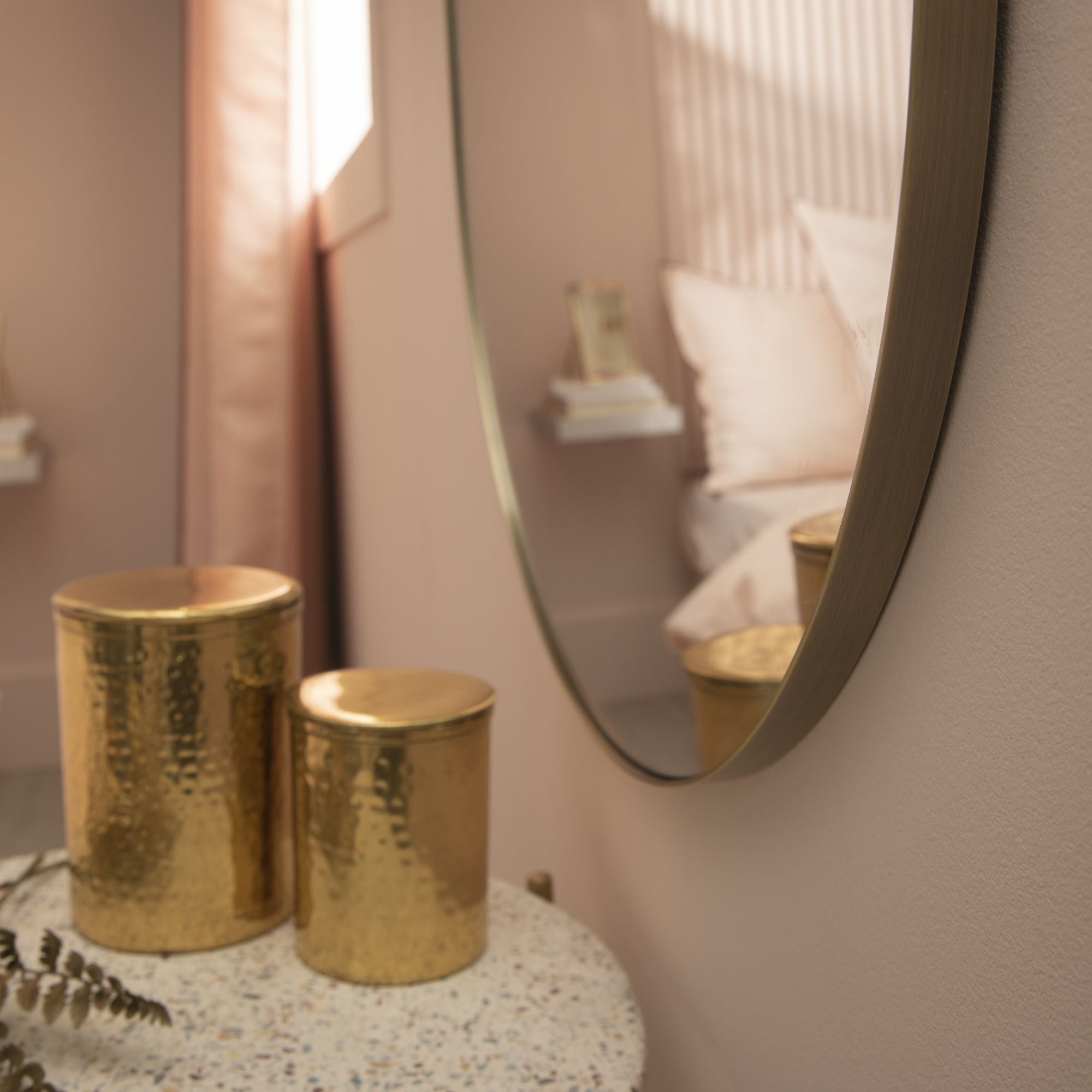 Oglinda decorativa Inspire Oblong, 60 x 120 cm, rama metal, auriu