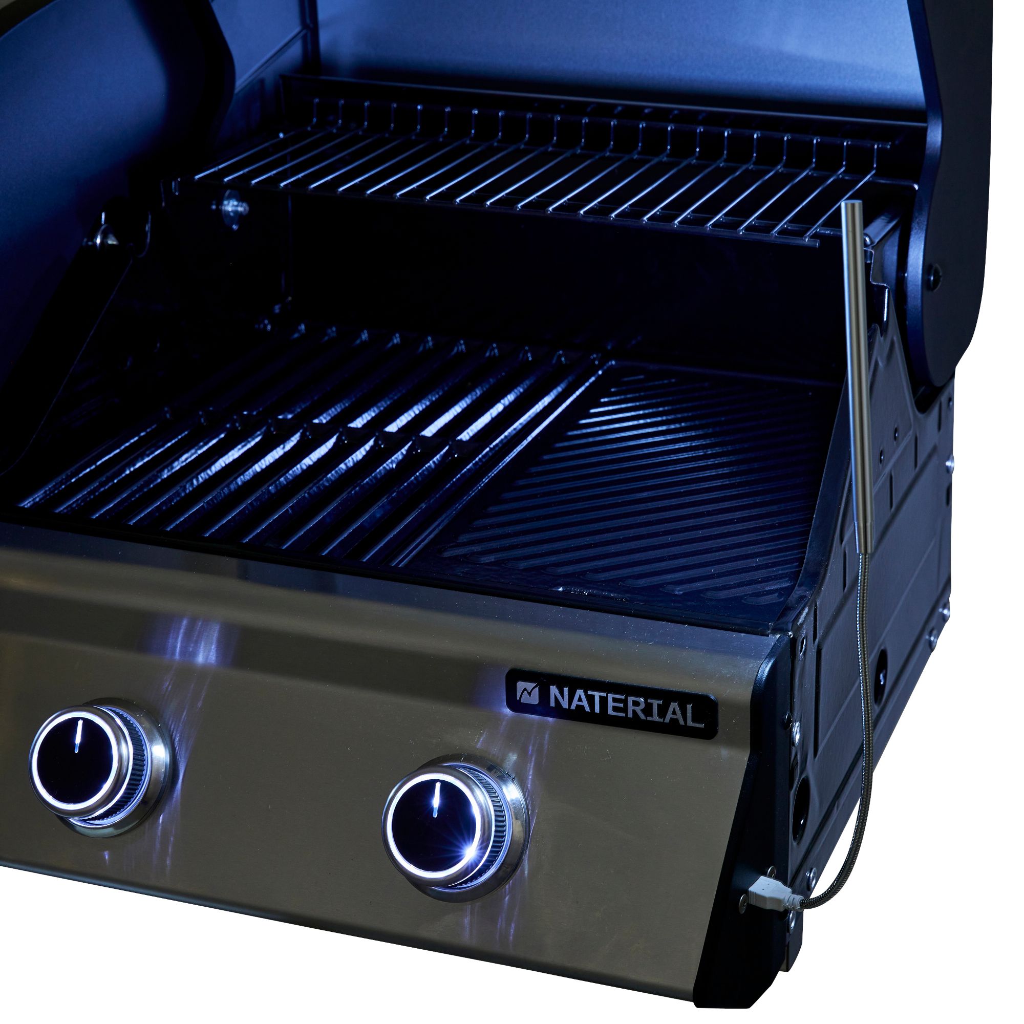 Gratar pe gaz Naterial, 4 arzatoare, otel, suprafata de gatit 41.5 x 24 cm