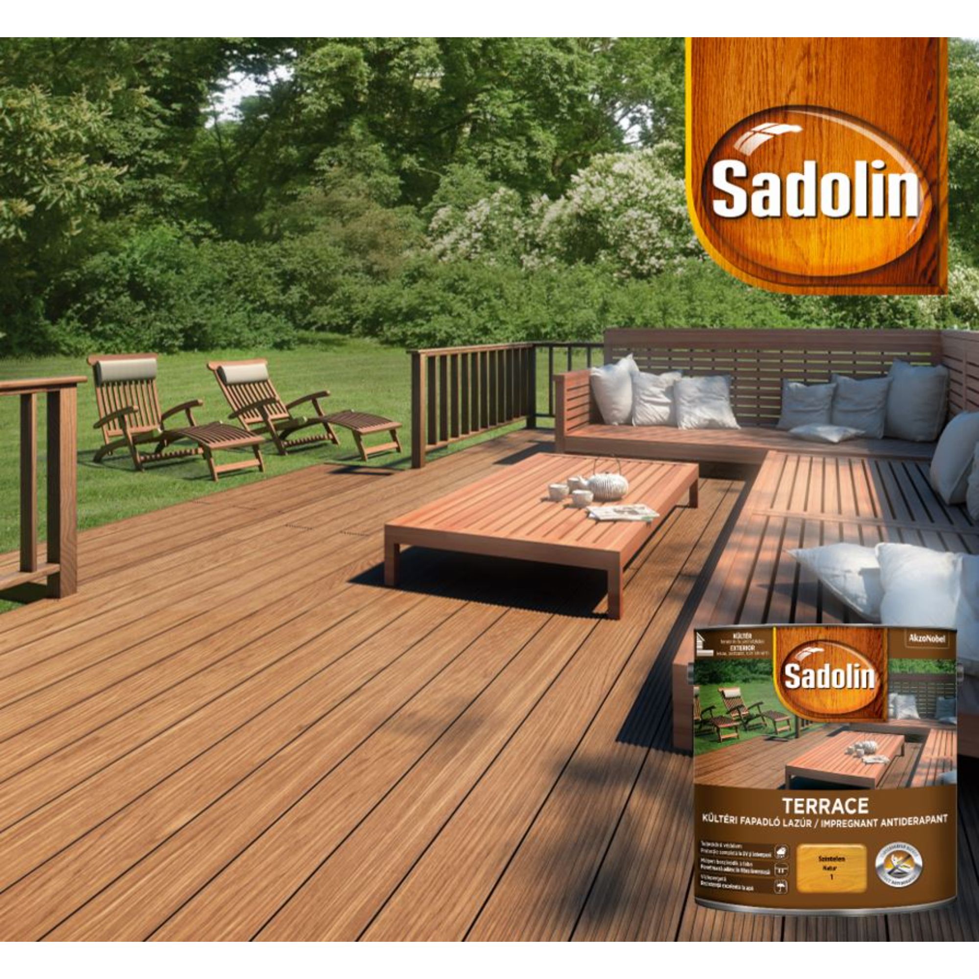 Impregnant antiderapant pentru lemn, Sadolin Terrace, alchidic, brad, 2.5 L
