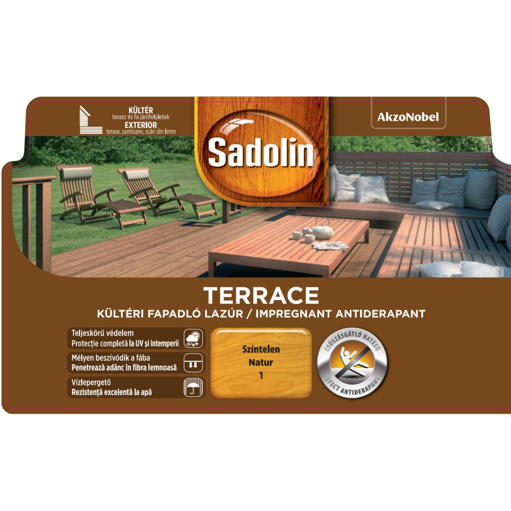 Impregnant antiderapant pentru lemn, Sadolin Terrace, alchidic, natur ...