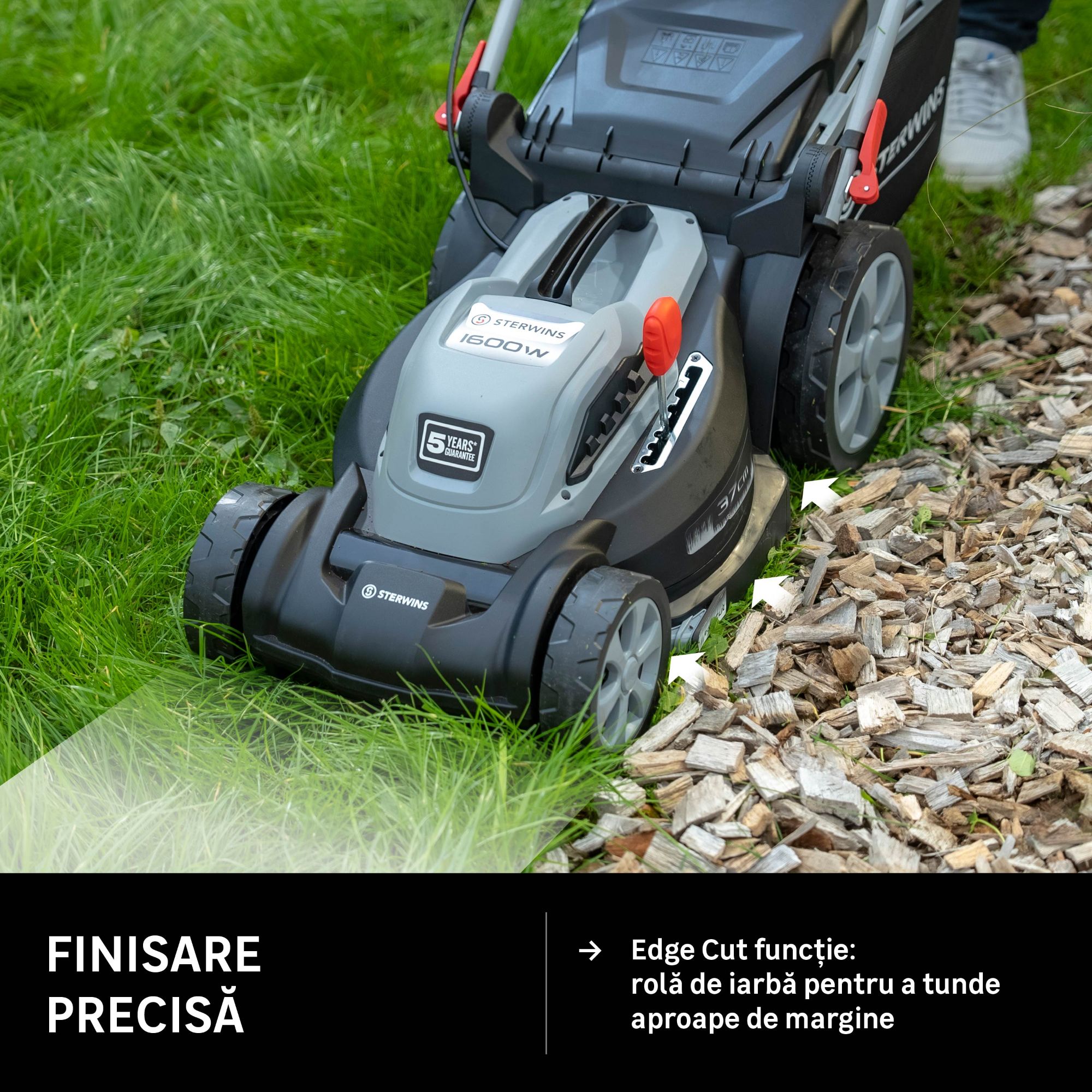 Masina de tuns iarba Sterwins, electrica, 1600 W, 45 L, latime 37 cm