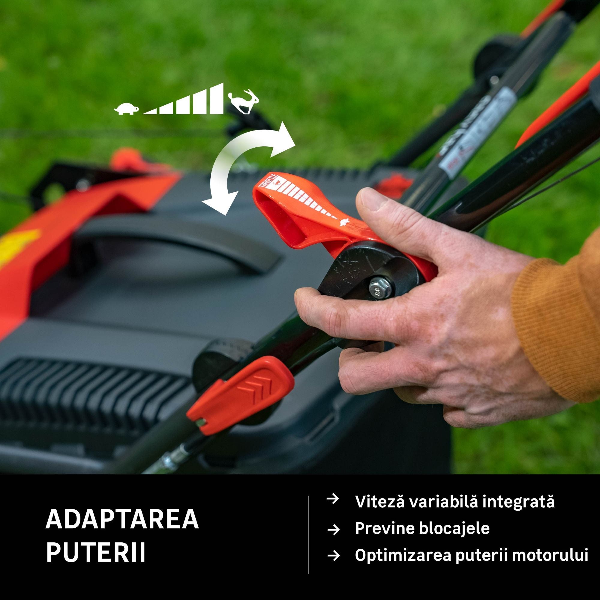 Masina de tuns iarba Sterwins, pe benzina, 4CP, 3 kW, 70 L, latime 56 cm