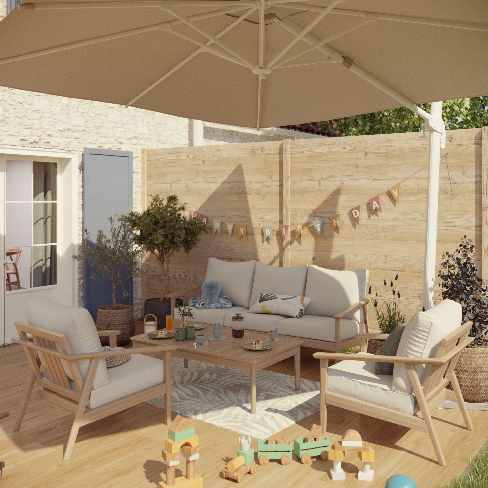 Set mobilier gradina Naterial Atlas Premium, pentru 5 persoane, lemn