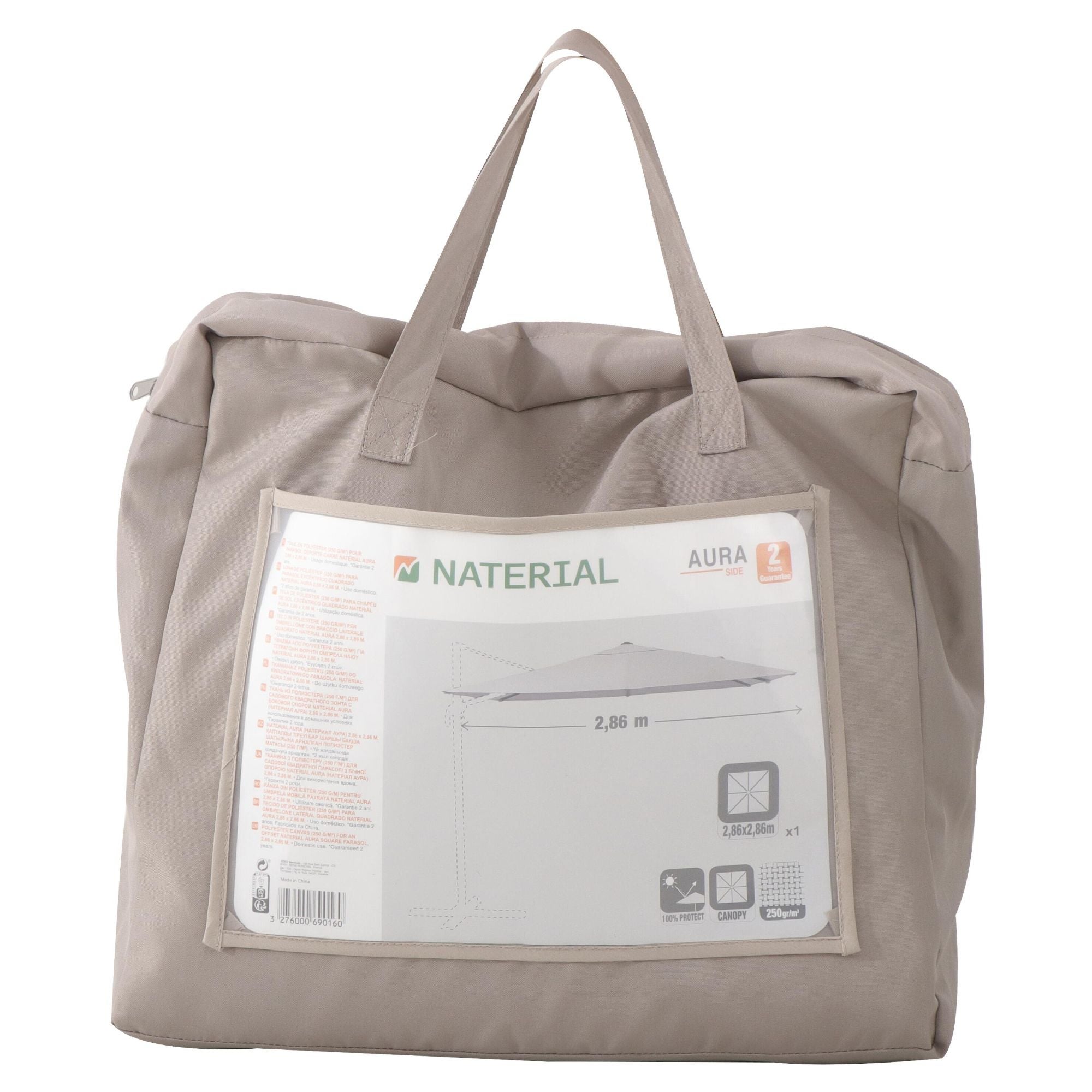Panza umbrela terasa Naterial Aura, poliester, 286 x 286 cm, bej