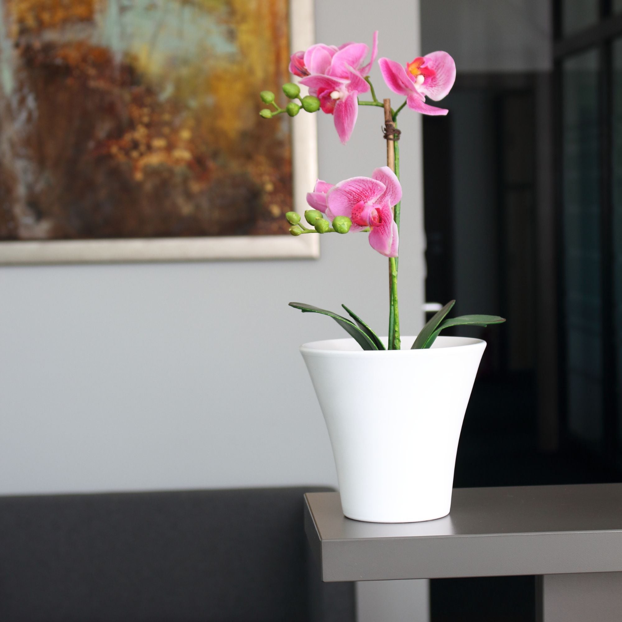 Ghiveci orhidee, ceramica, Ø 16 cm, alb