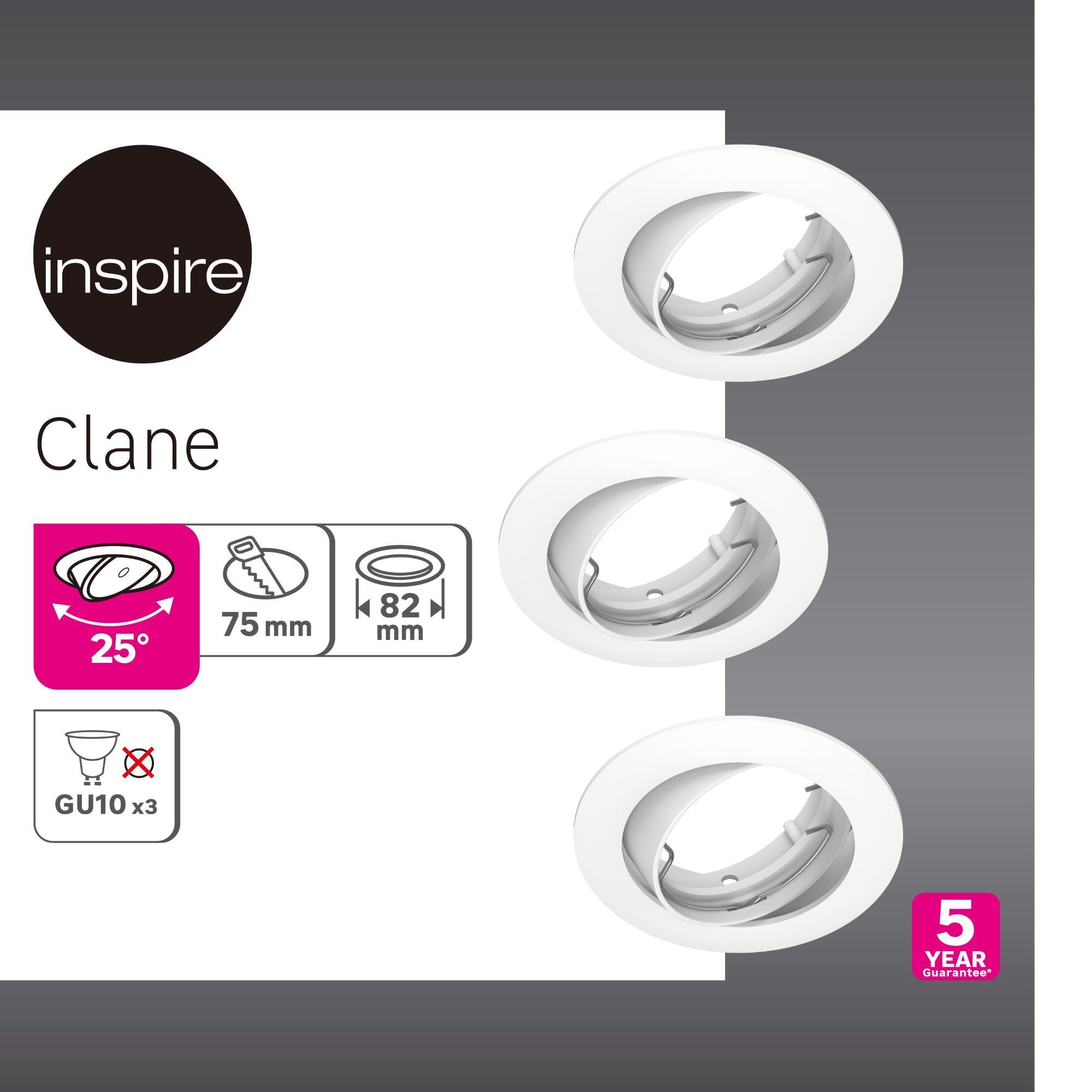 Set 3 spoturi LED incastrate Clane, orientabil, GU10, 450 lm, lumina ...