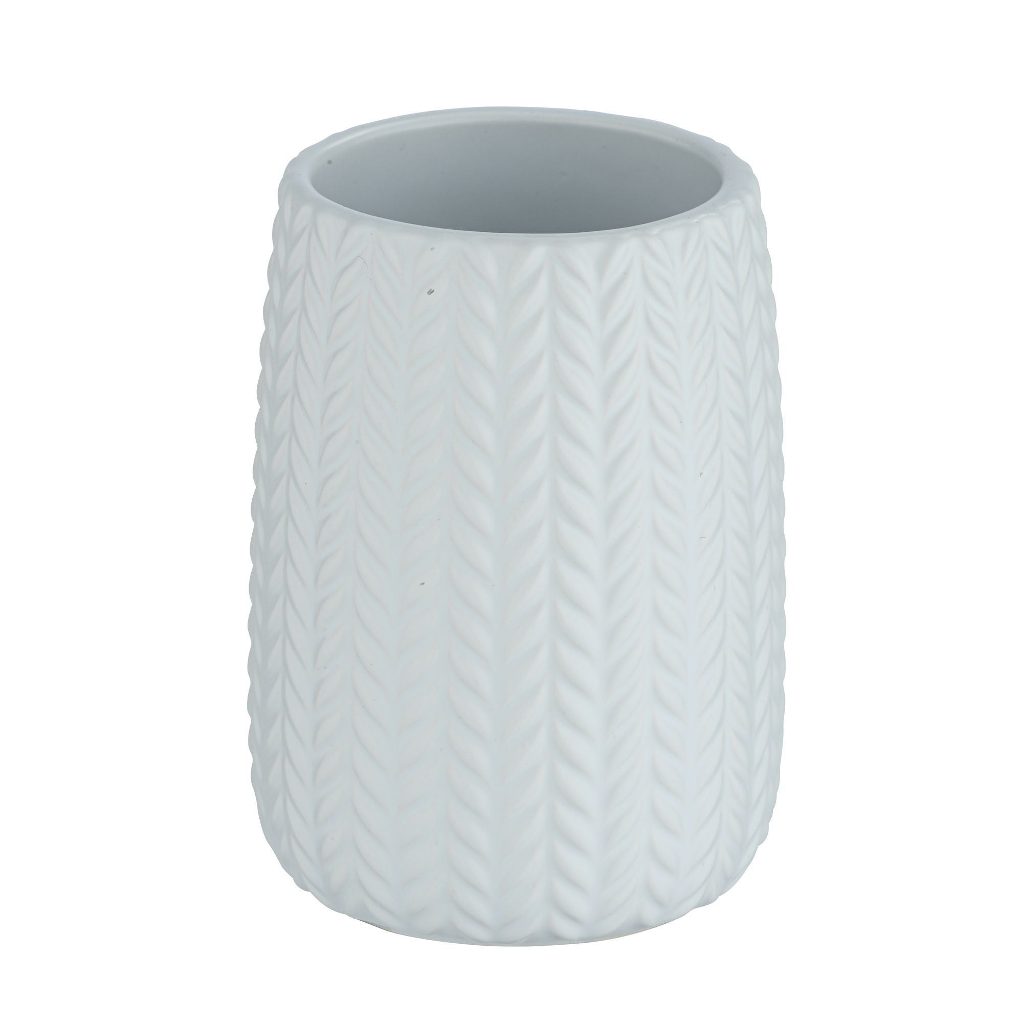 Pahar baie pentru igiena dentara Barinas, din ceramica, alb mat