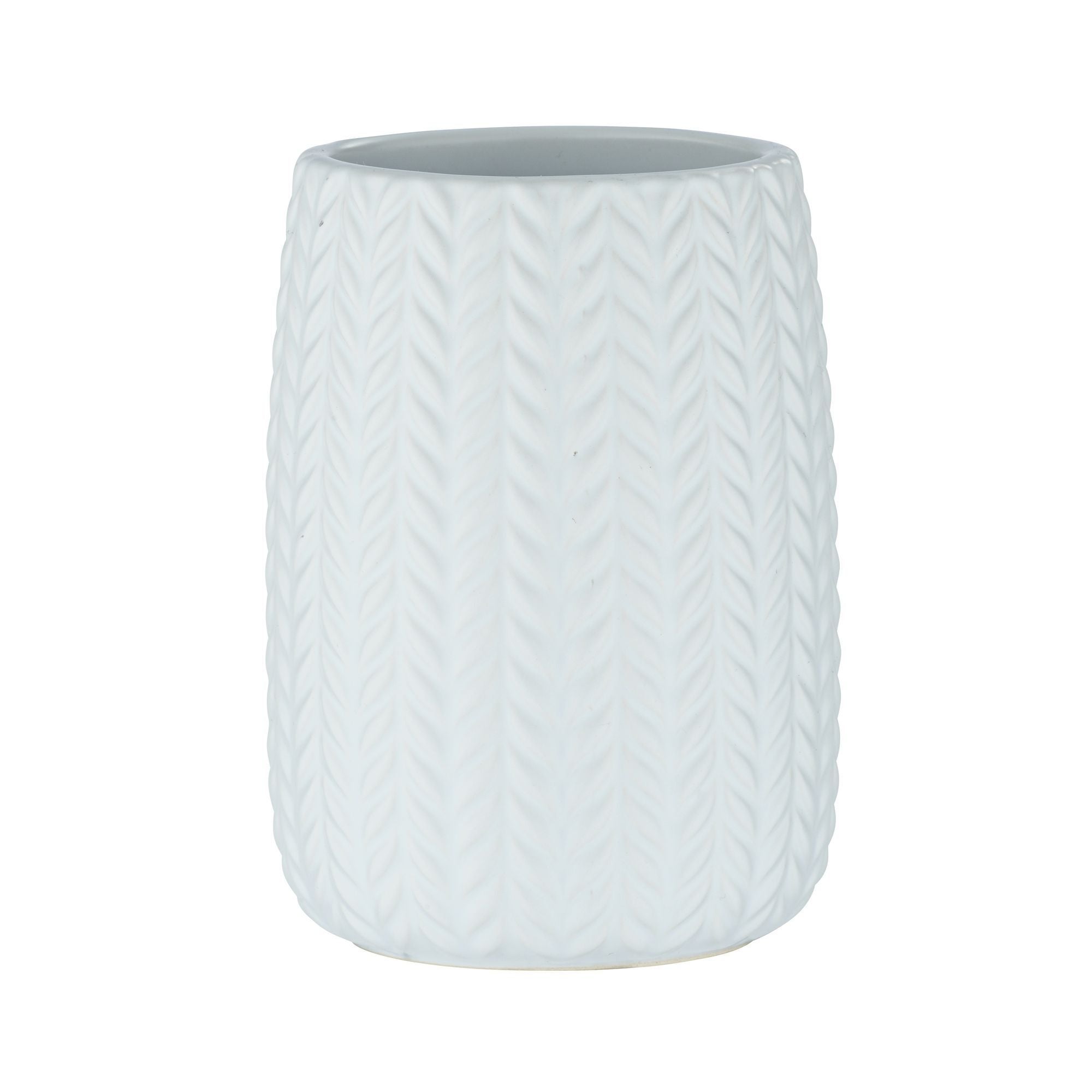 Pahar baie pentru igiena dentara Barinas, din ceramica, alb mat