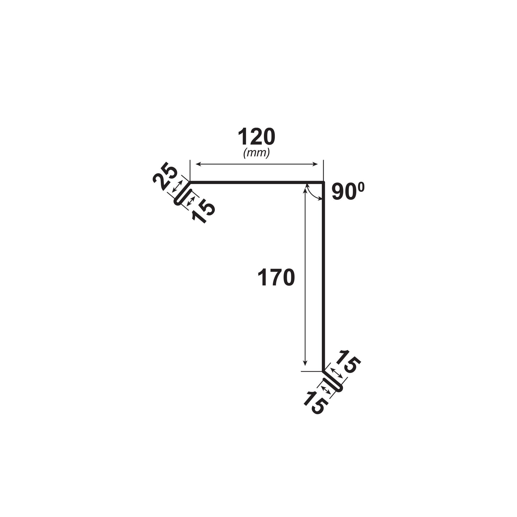 Cornier margine Bilka, maro ciocolatiu mat, 360 mm x 0.50 mm, metal