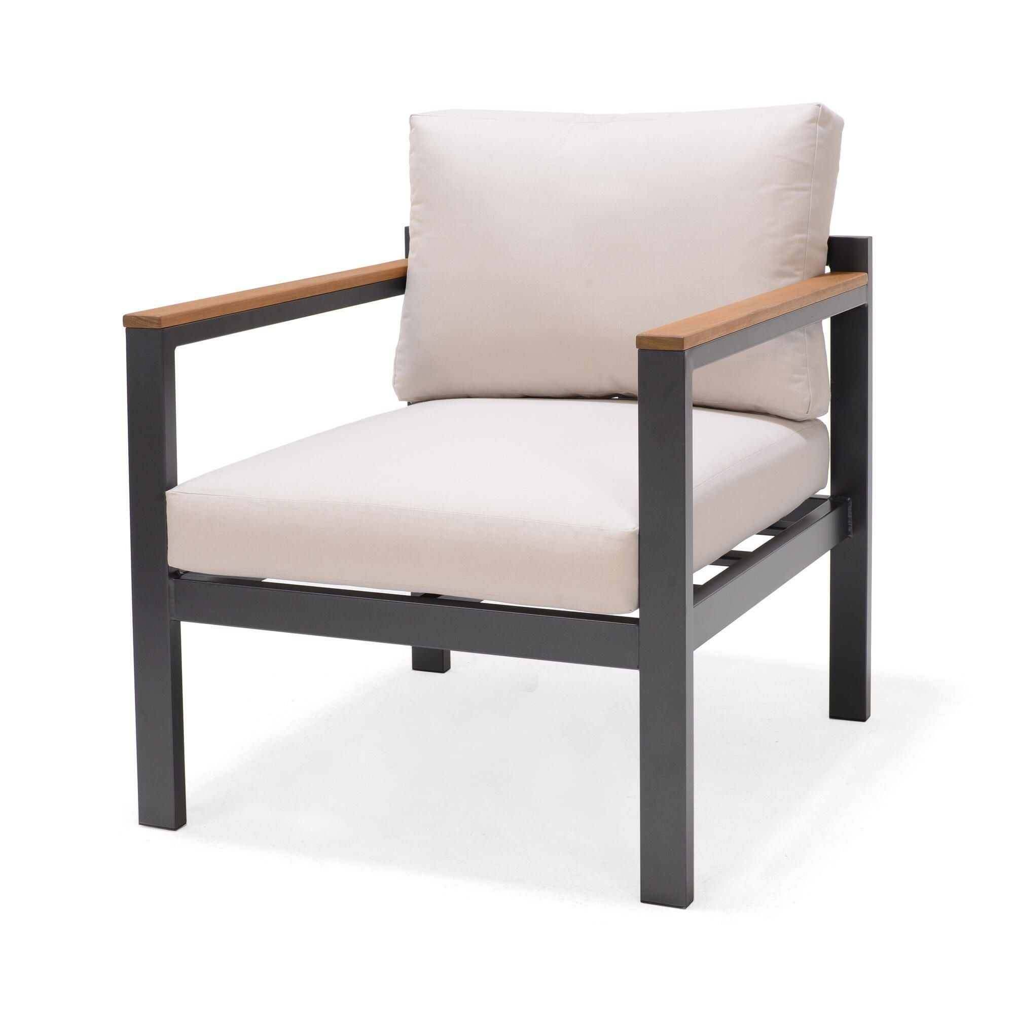 Set mobilier gradina Naterial Oris, pentru 4 persoane, aluminiu, gri/bej