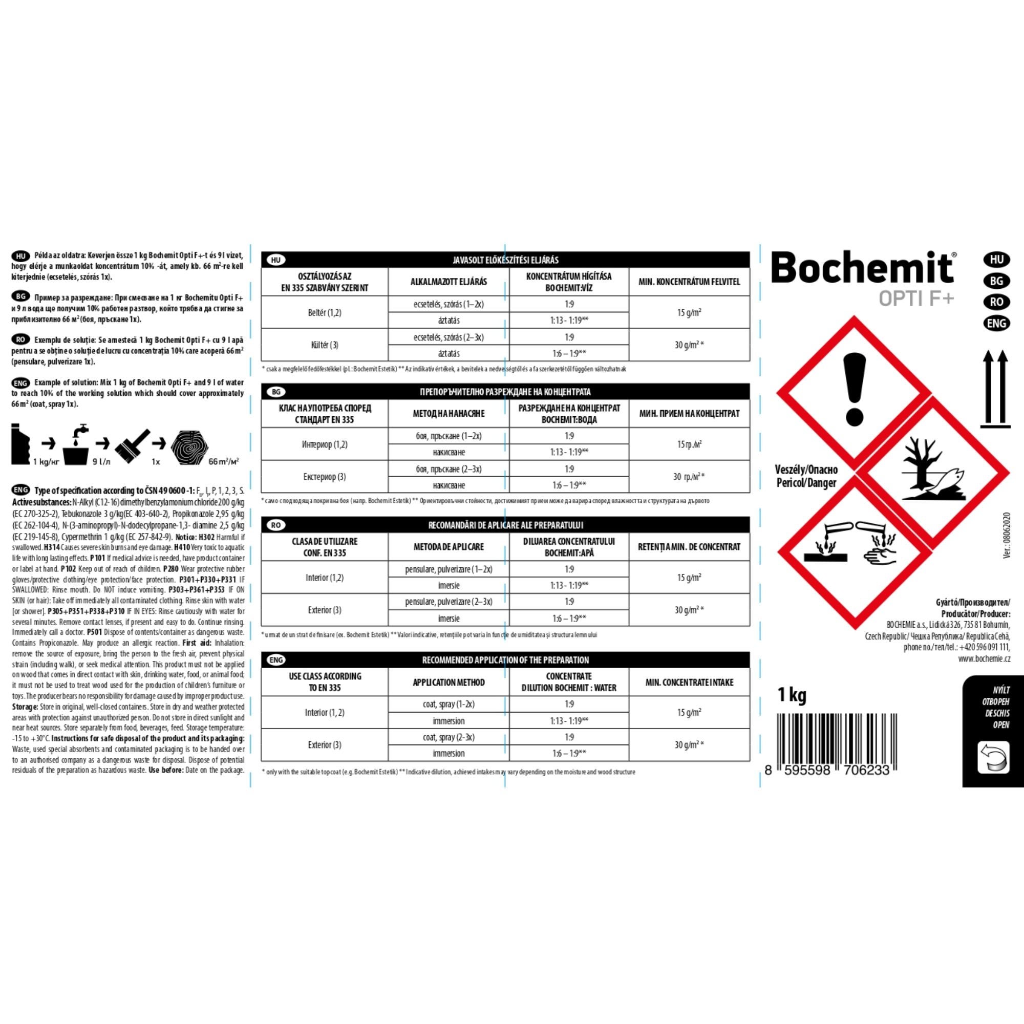 Tratament preventiv lemn, Bochemit Opti F+, maro, 1 kg