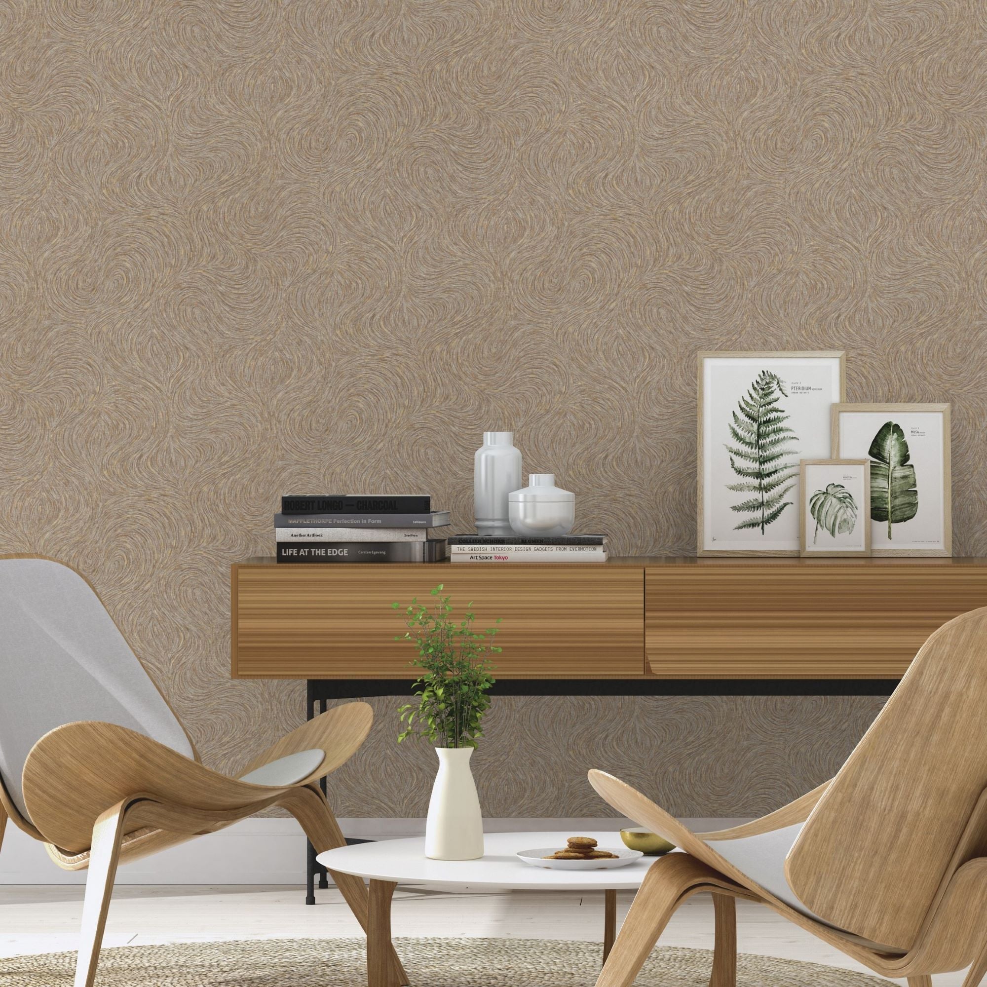 Tapet vinil, model geometric, maro, rola 10 x 1,06 m