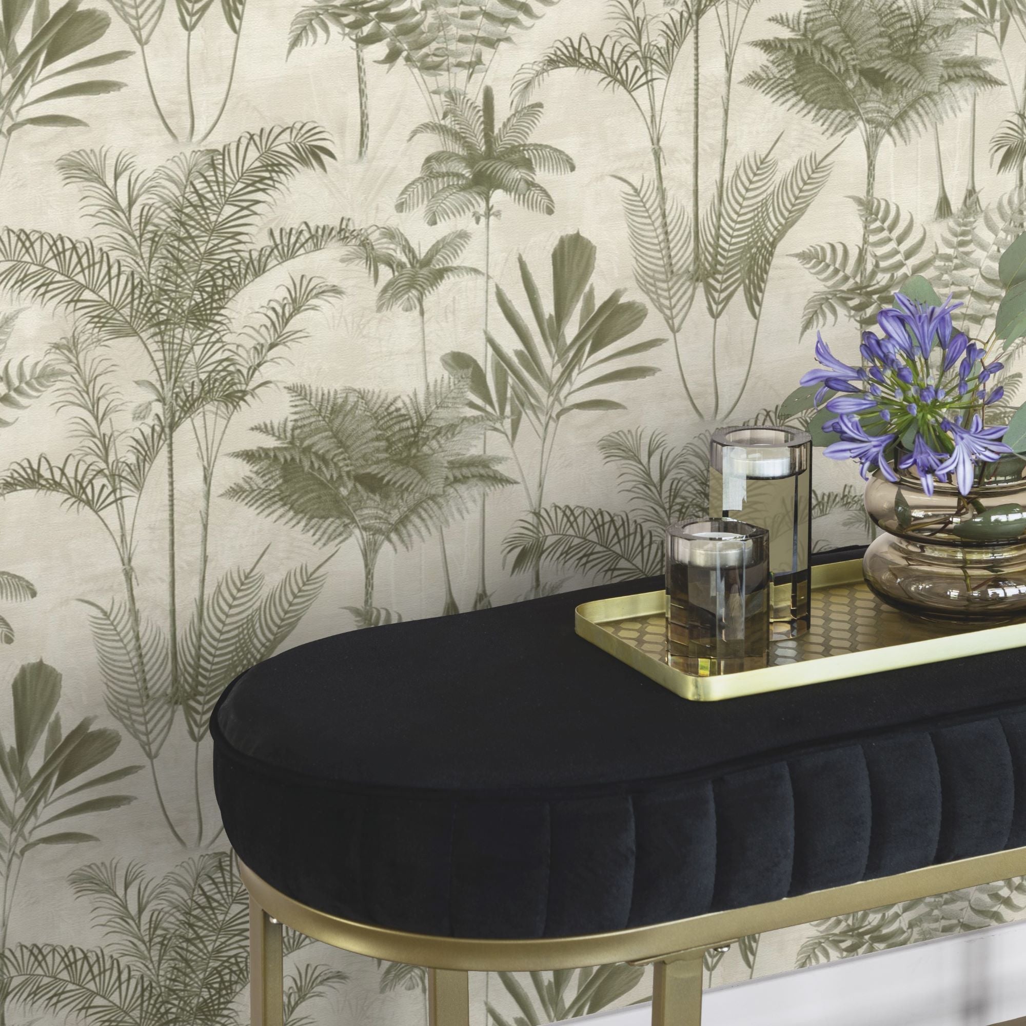 Tapet vinil, model vegetal, verde, rola 10 x 0.53 m