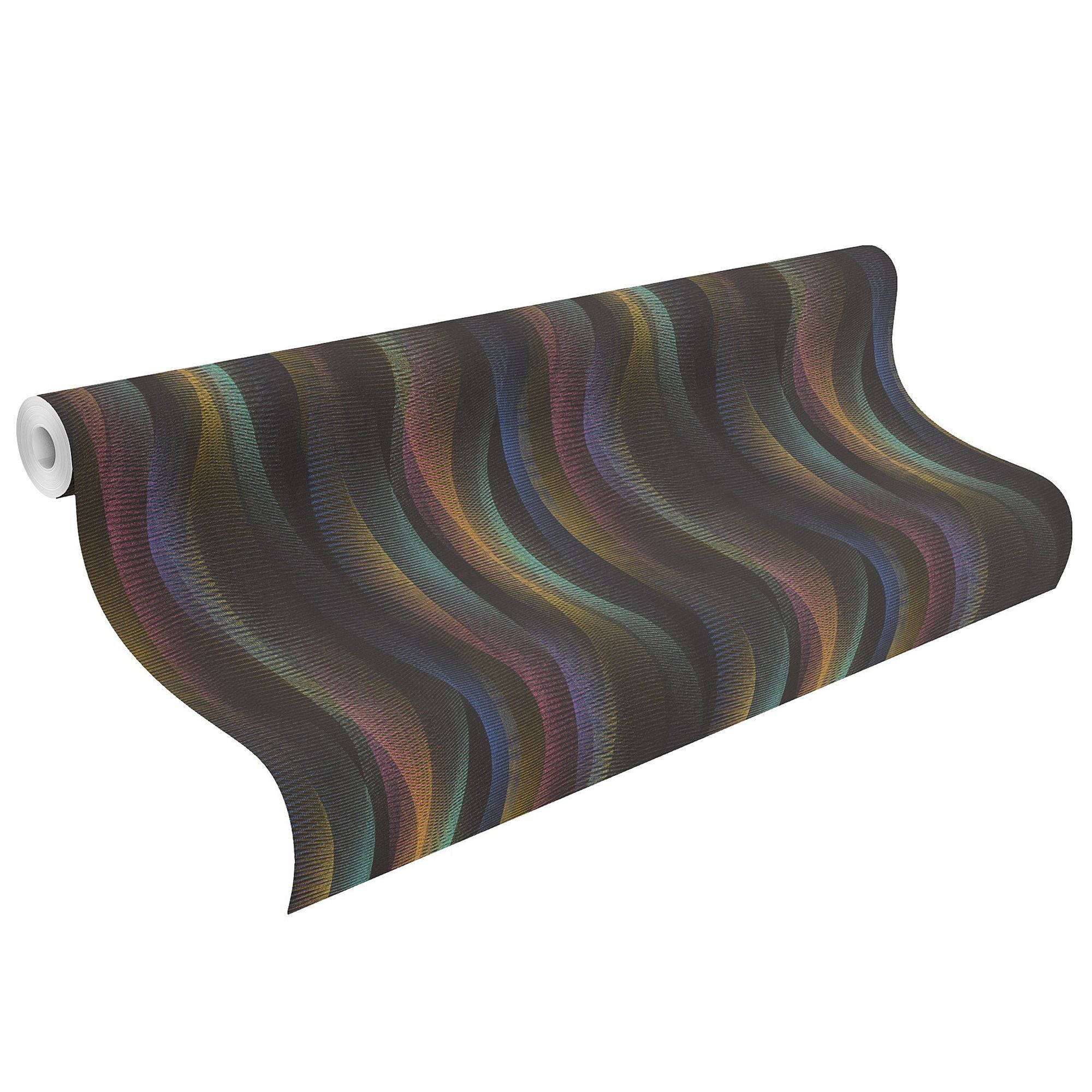 Tapet vinil, model geometric, negru, rola 10 x 1,06 m